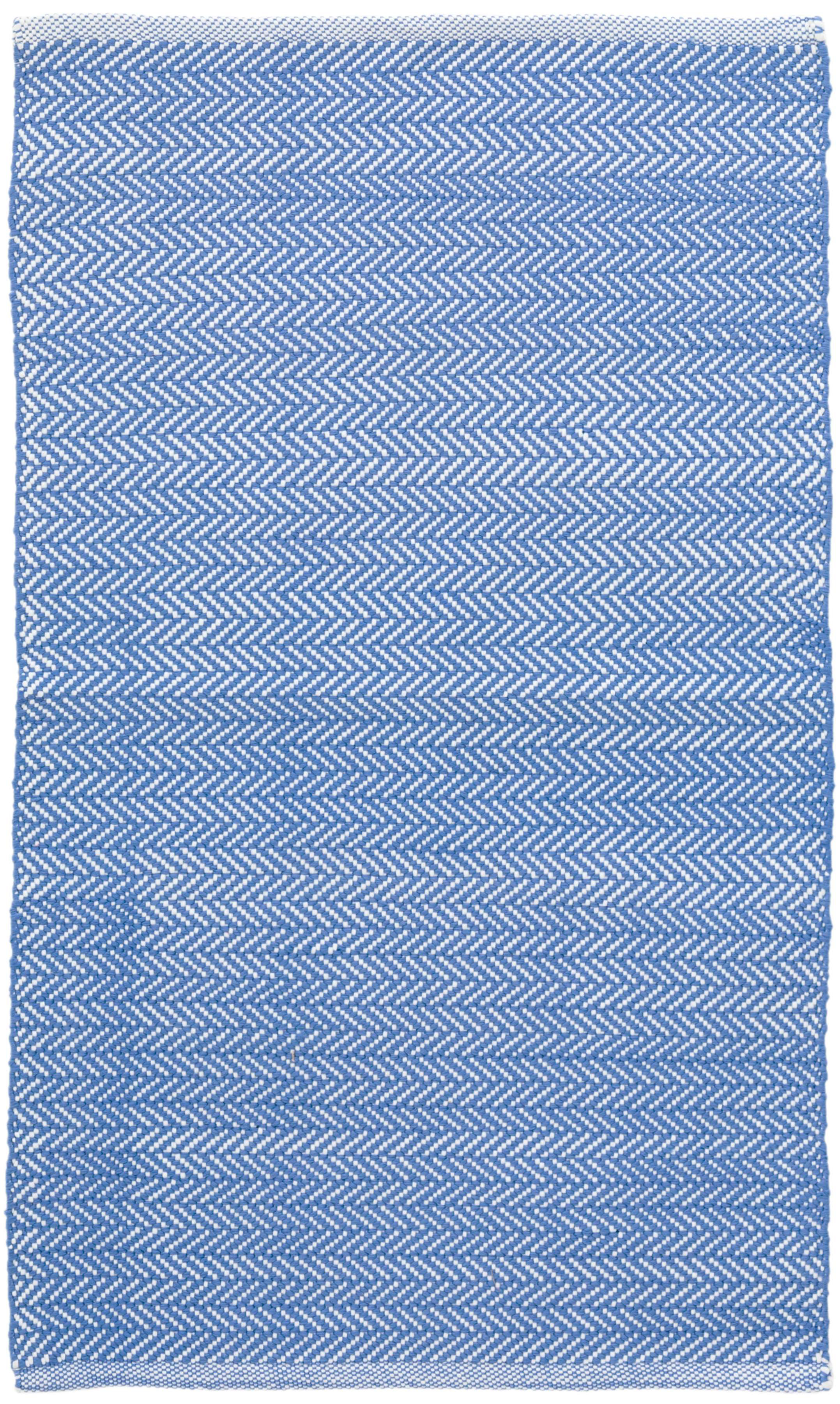 Dash and Albert Rugs Herringbone French Blue/White Handwoven Indoor ...