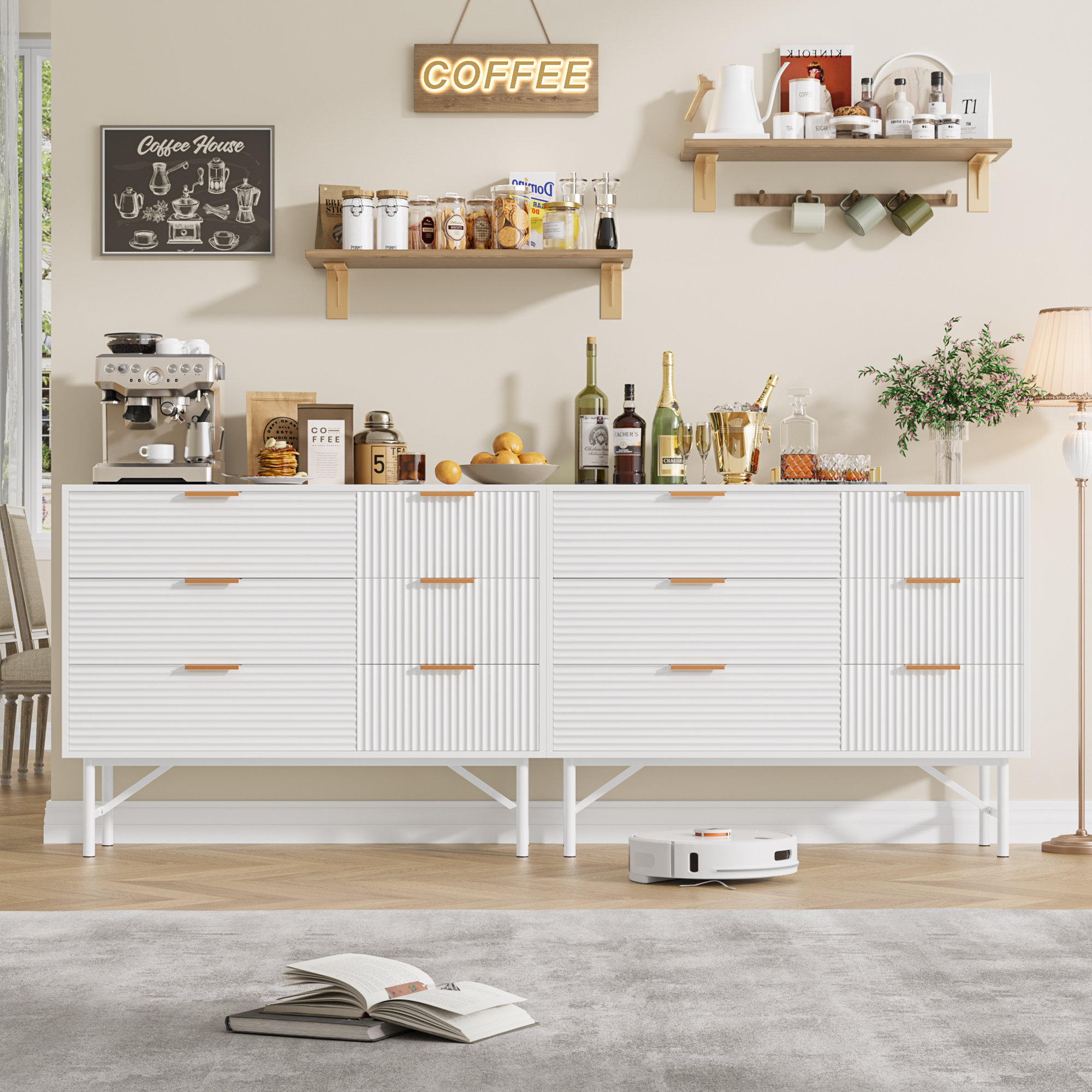 Ebern Designs 85'' Wide Sideboard, Removable Buffet Combination | Wayfair