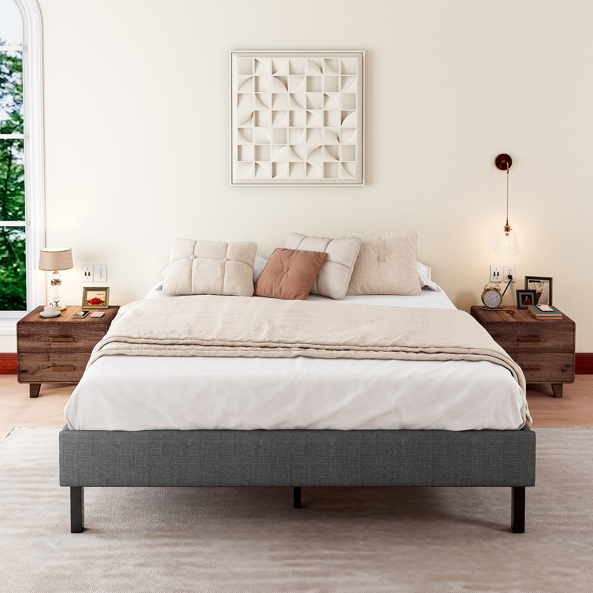 Ebern Designs Smeltertown Upholstered Open-Frame Bed | Wayfair