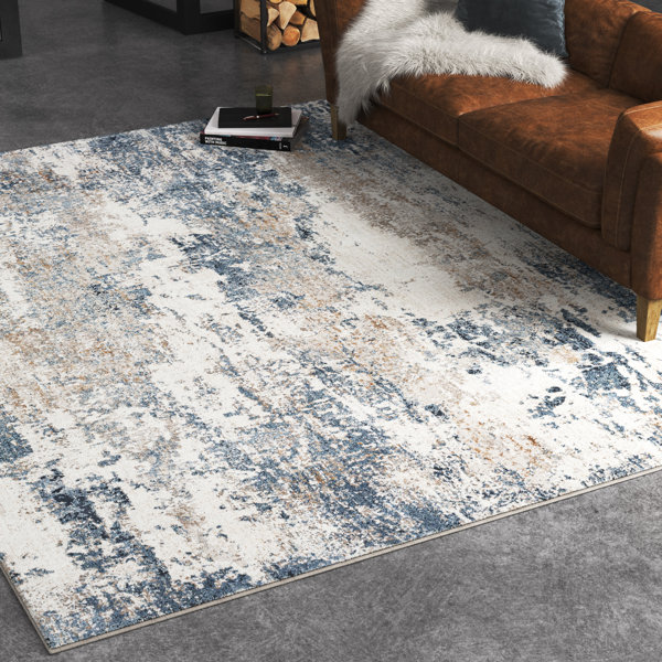 Steelside™ Lemaire Abstract Blue/Gray/Ivory Area Rug & Reviews | Wayfair