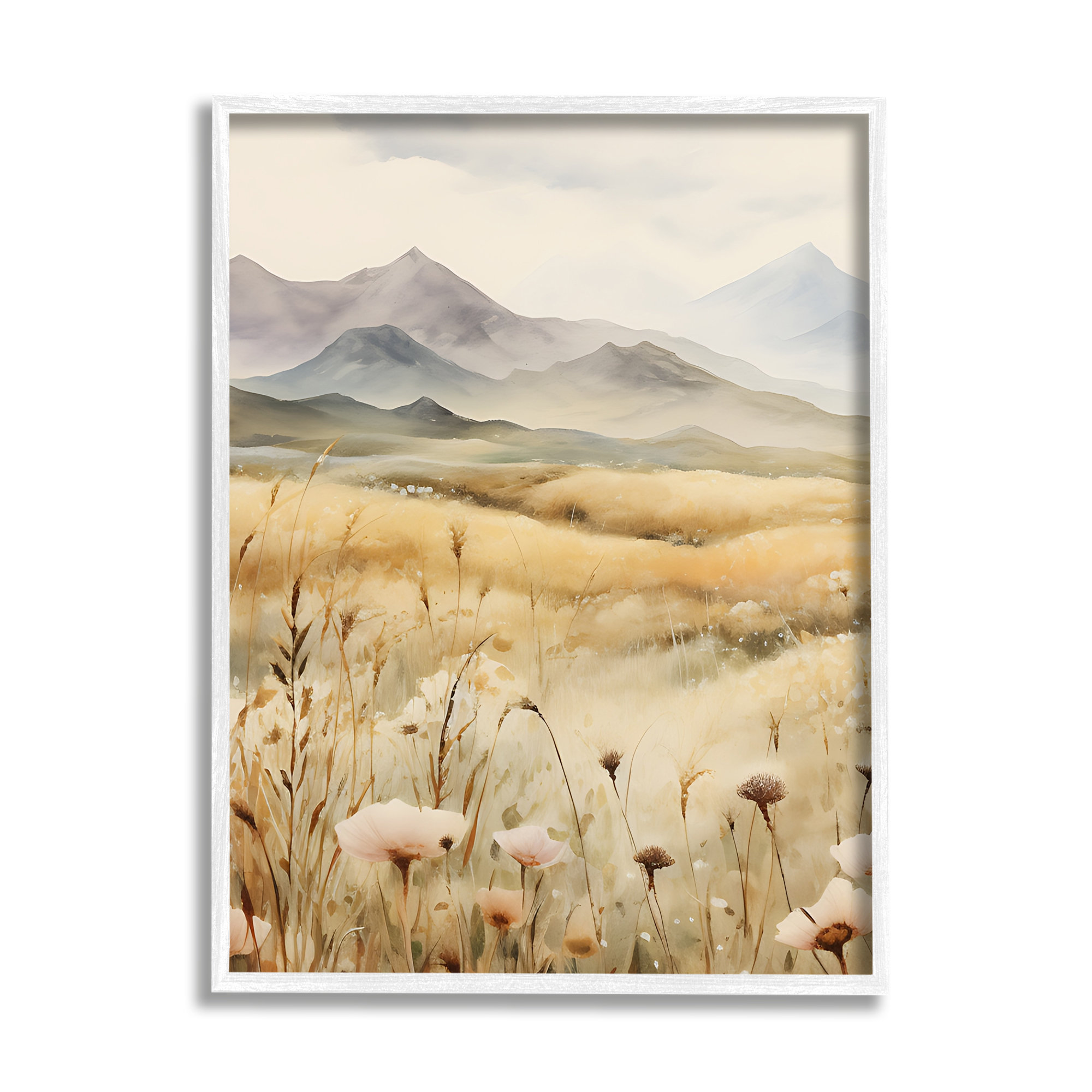 Stupell Industries Soft Mountainside Meadow Framed Giclee Art by Petals ...