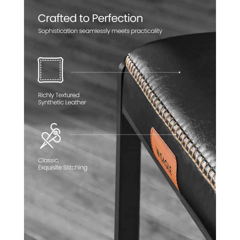 VASAGLE Bar Stools Set of 2, Counter Height Bar Stools, Synthetic ...