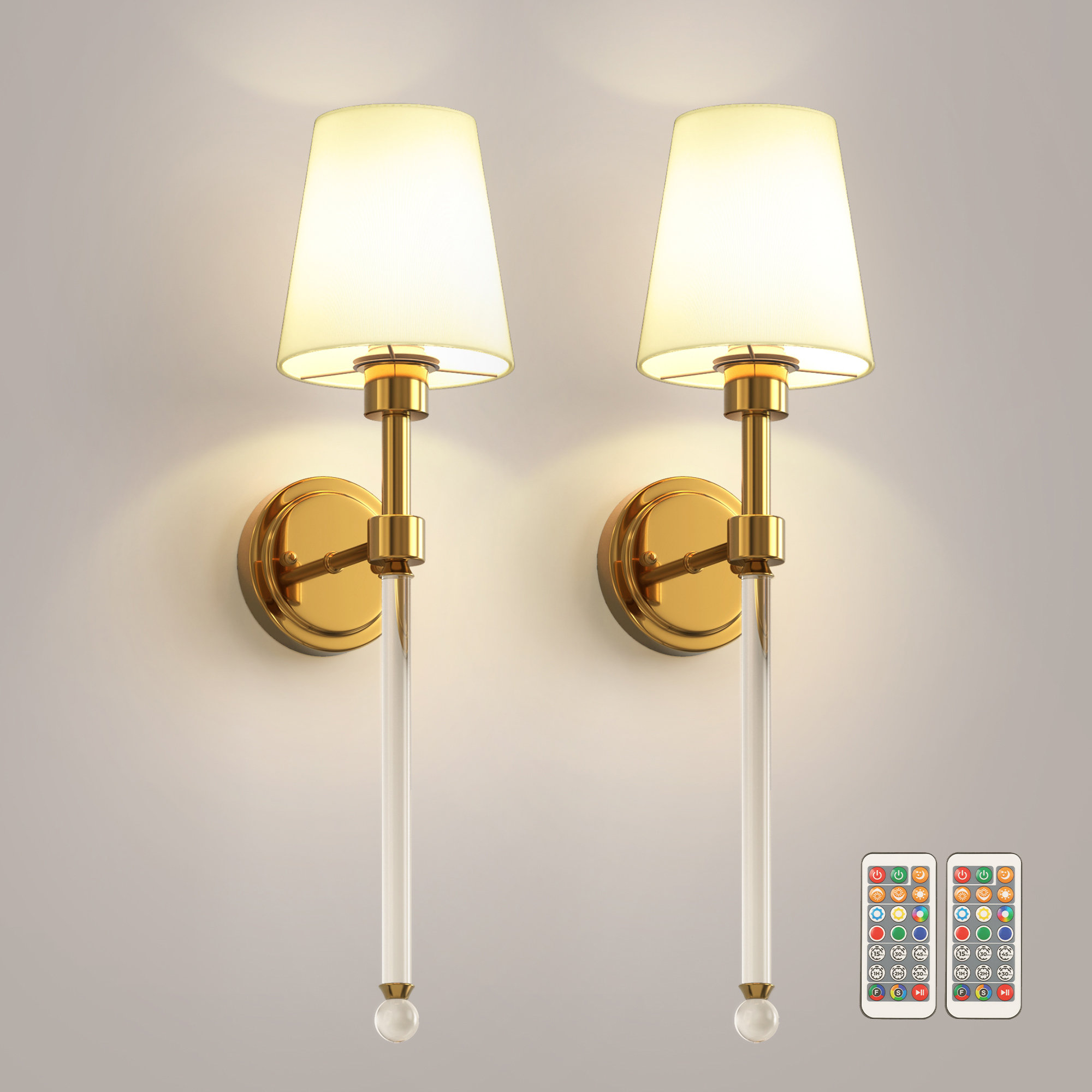 House of Hampton Battery Operated Armed Sconce 3000K/5000K With Acrylic ...