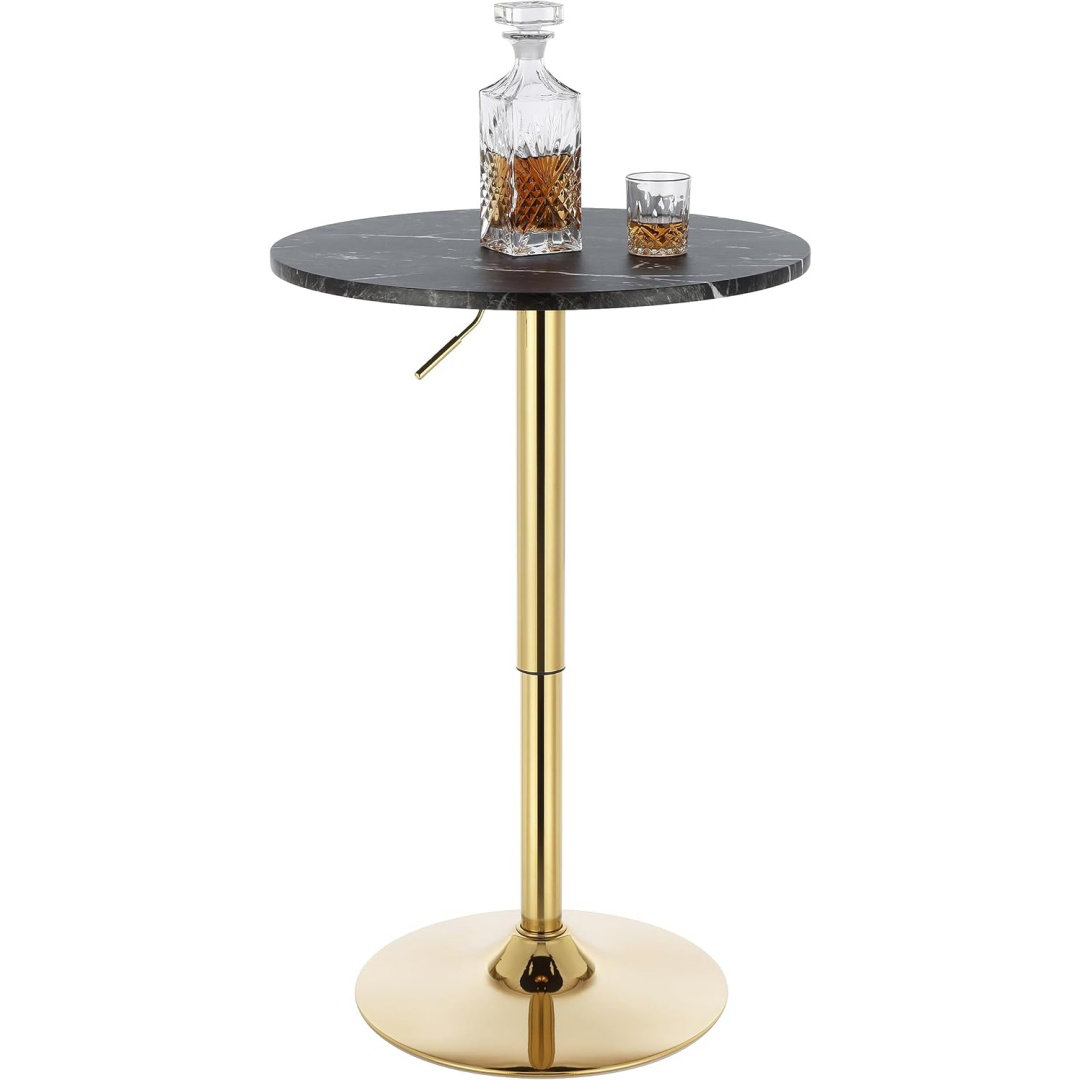Hokku Designs 24" Round Cocktail Bar Table With Metal Base, Tall Bistro ...
