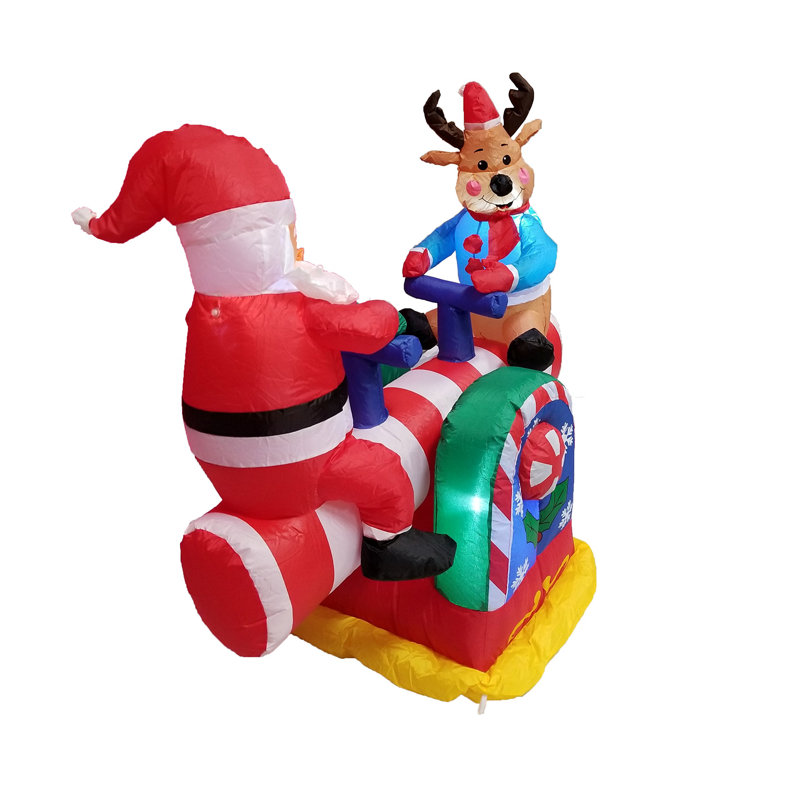 Dakota Fields 4FT Animated Inflatable Santa & Reindeer on Teeter Totter ...