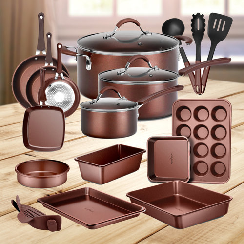 NutriChef 20 - Piece Non-Stick Aluminum Cookware Set & Reviews | Wayfair