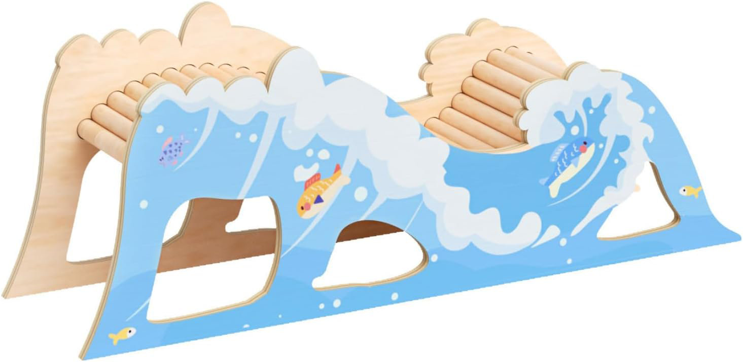 Highland Dunes Wave Bridge Hamster Exercise Accessory, Blue and Natural ...