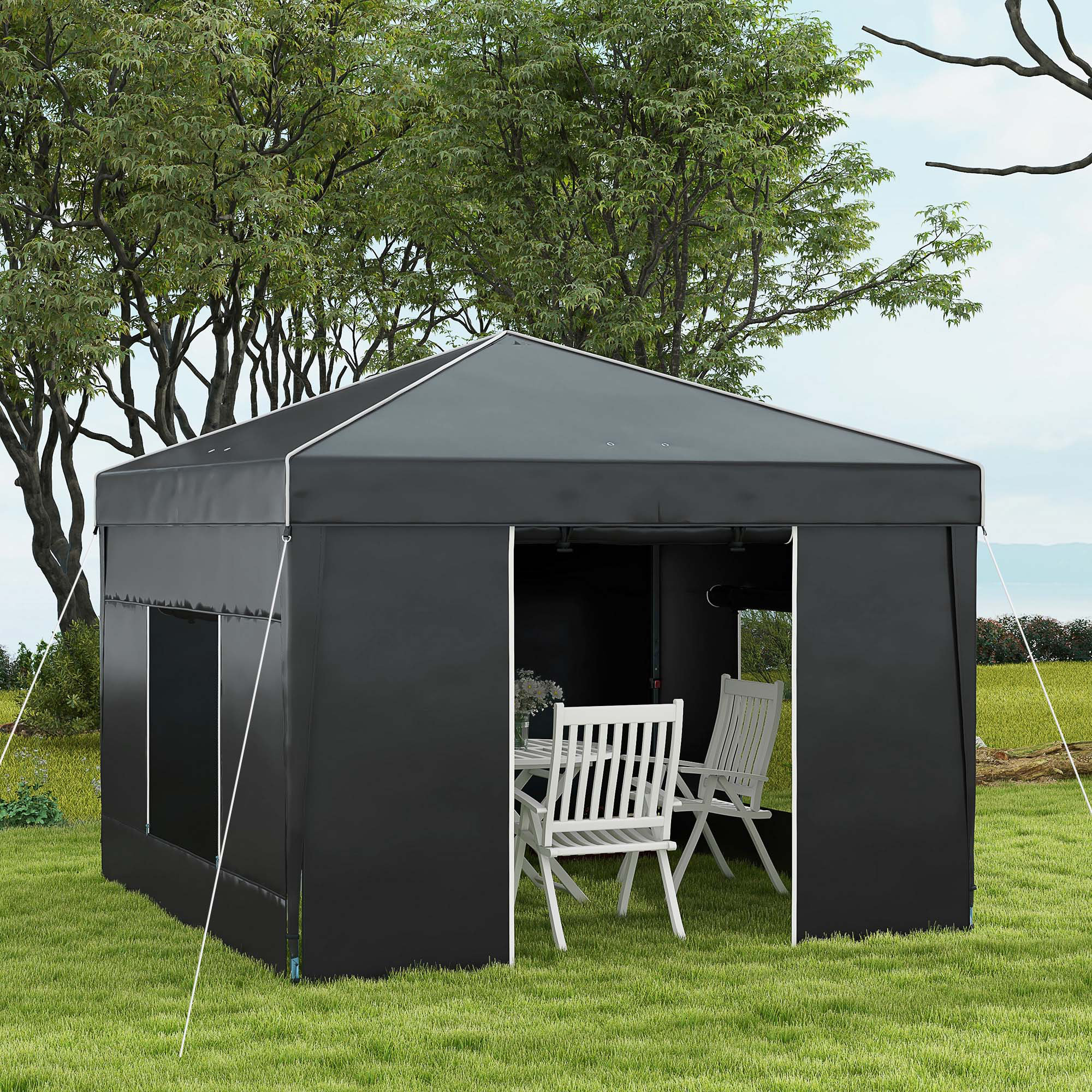 Greenhome Trade Outsunny 9.7' X 9.7' Pop Up Canopy With Sidewalls ...