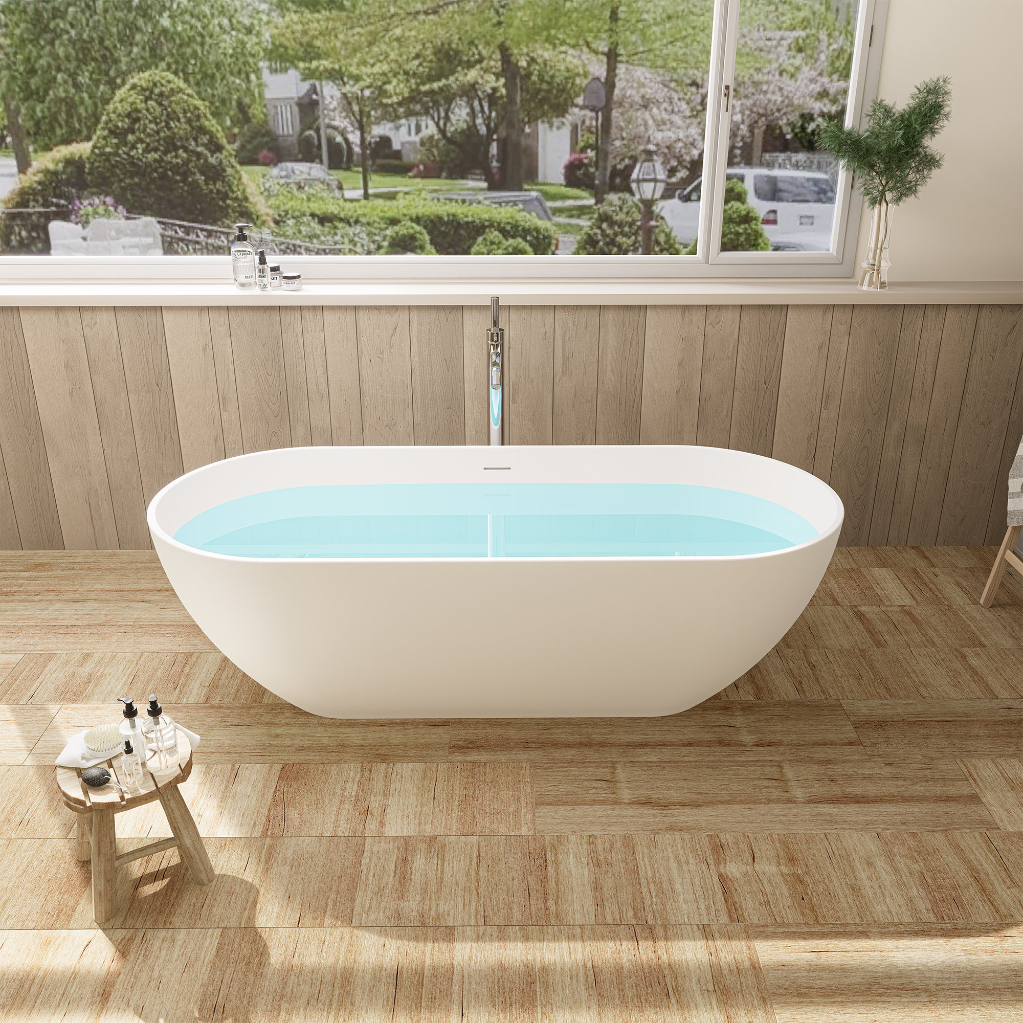 Altair Ryder 69" x 30" Freestanding Soaking Stone Resin Bathtub | Wayfair