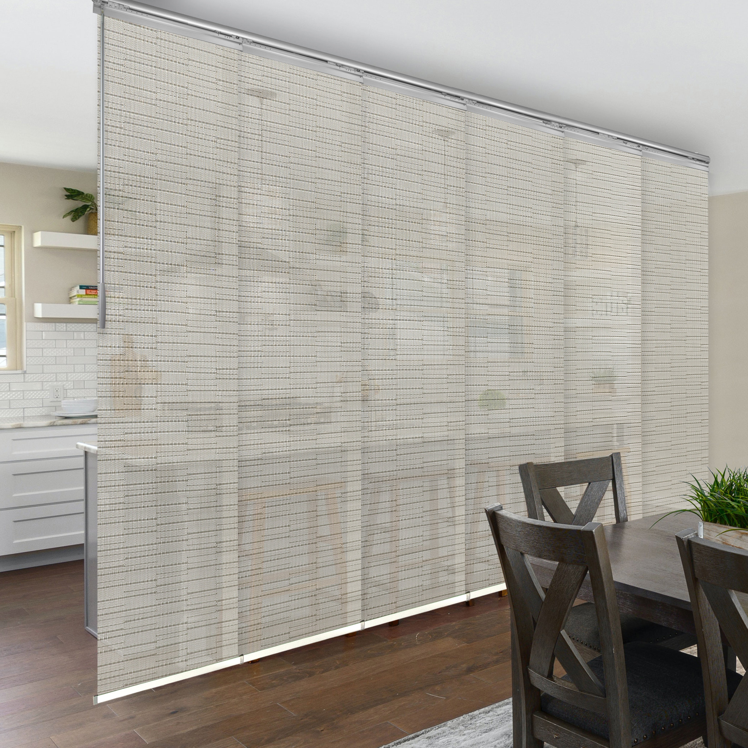 Rod Desyne Pewter Filigree Semi-Sheer Vertical Blind | Wayfair