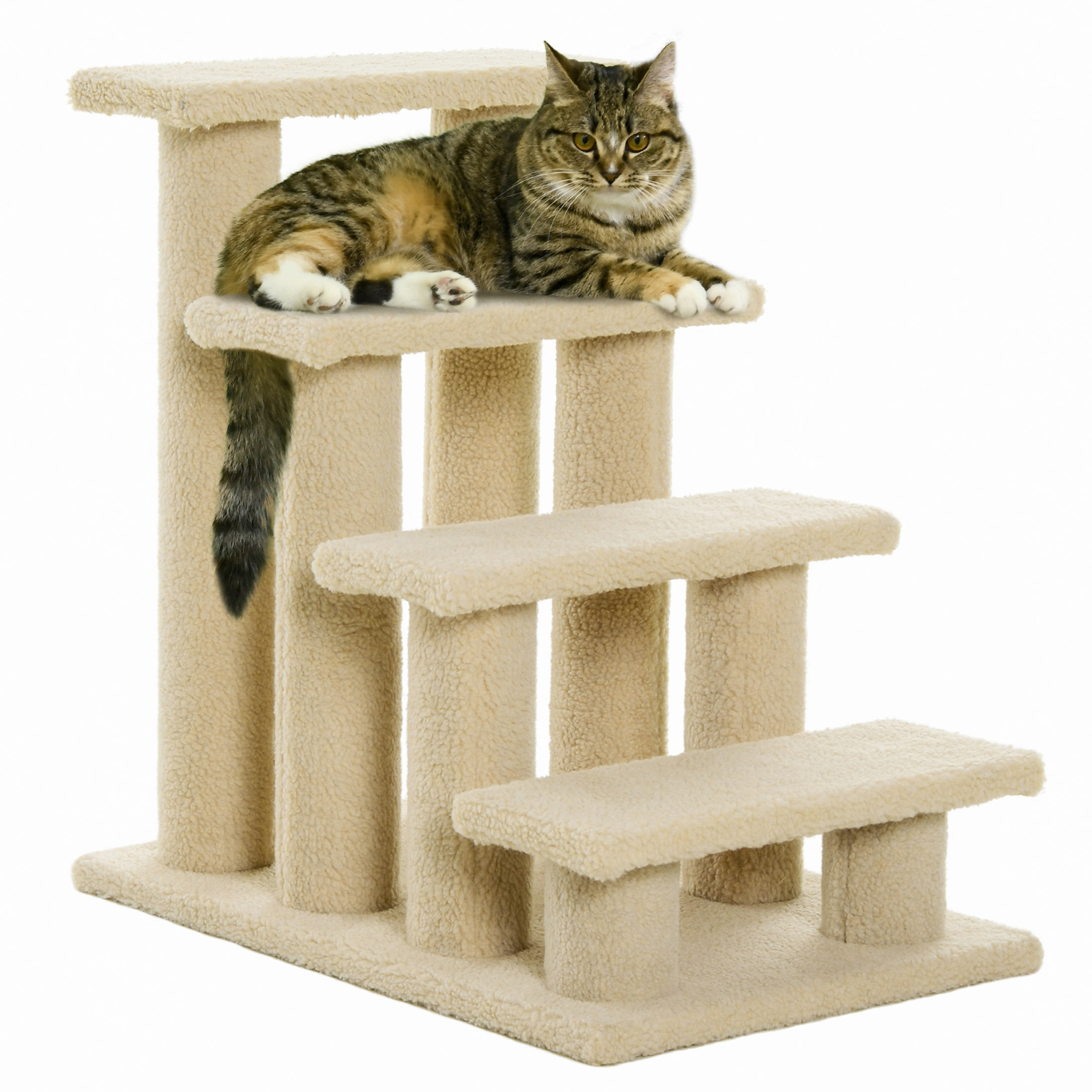 Union Rustic 25" 4-Step Multi-Level Carpeted Cat Scratching Post Pet ...
