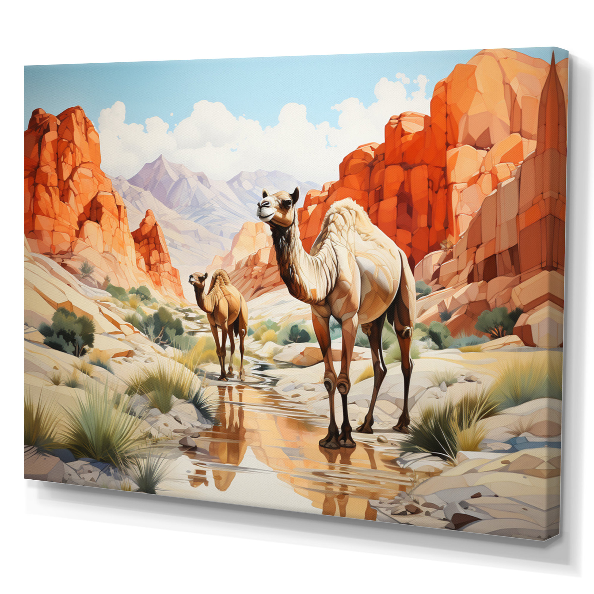 Foundry Select Camel Desert Wanderer Geometric - Print on Canvas | Wayfair