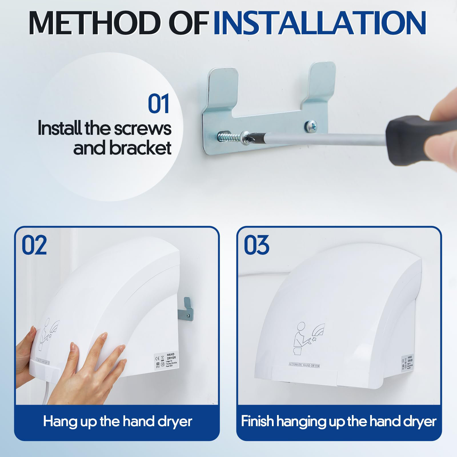 NATIONAL WINDOW 2 Pcs Electric Hand Dryer Commercial Compact Air Wiper ...