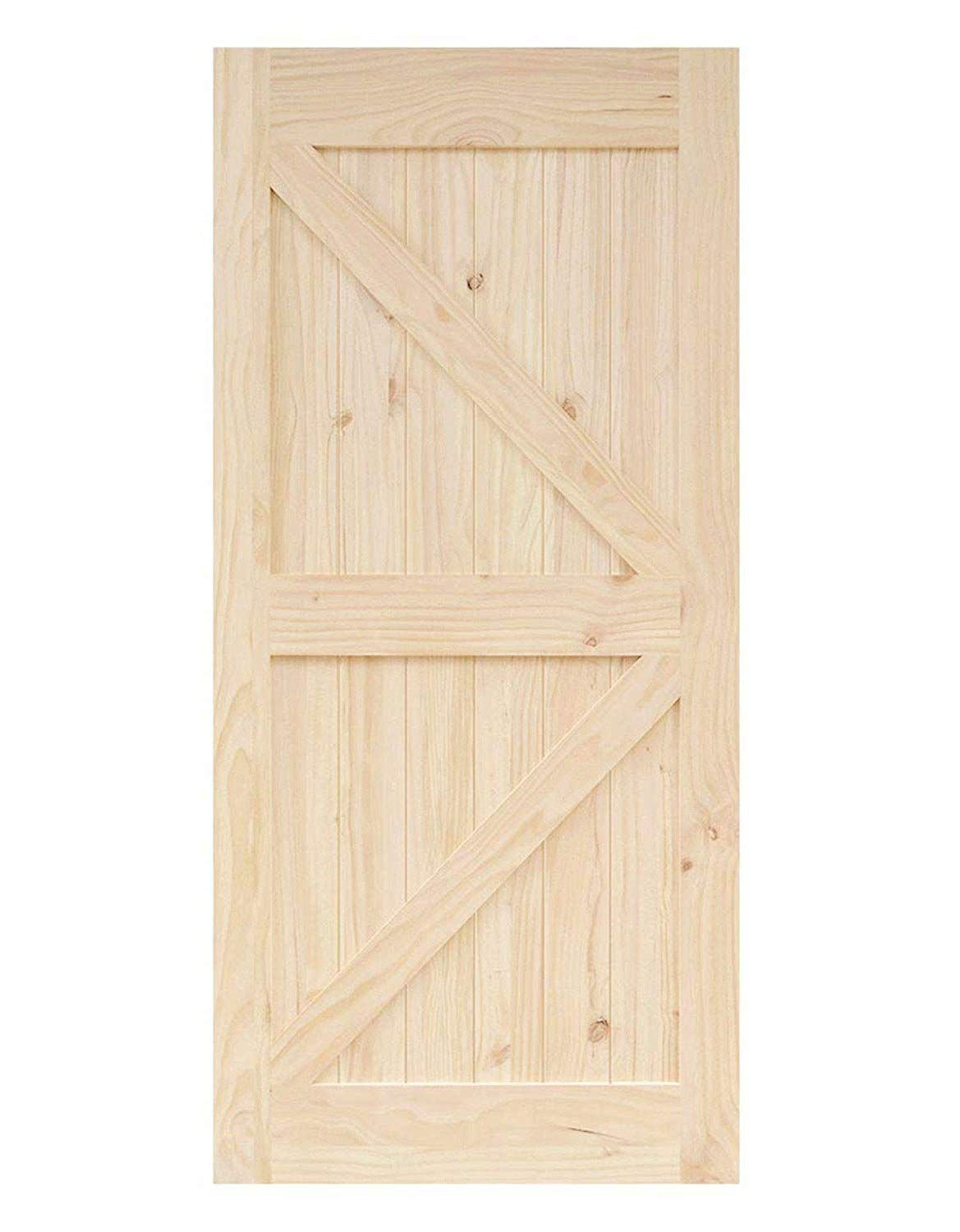 Homacer Paneled Wood Unfinished Barn Door without Installation Hardware ...