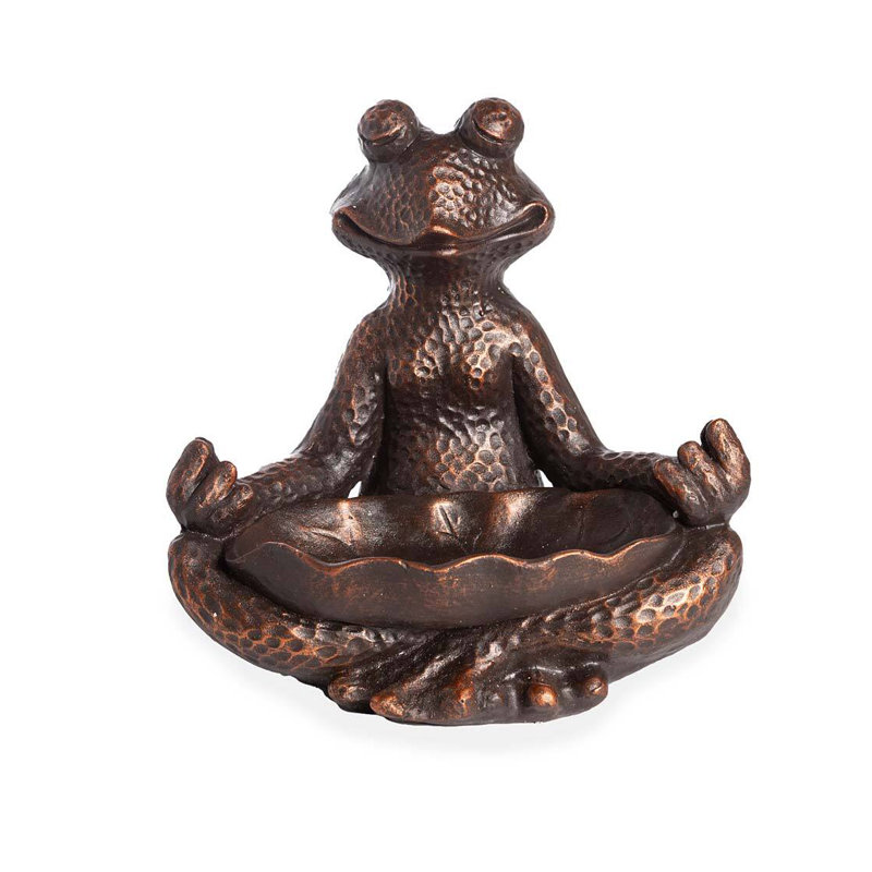 Wind & Weather Bronzed Zen Yoga Frog Birdbath/Bird Feeder | Wayfair