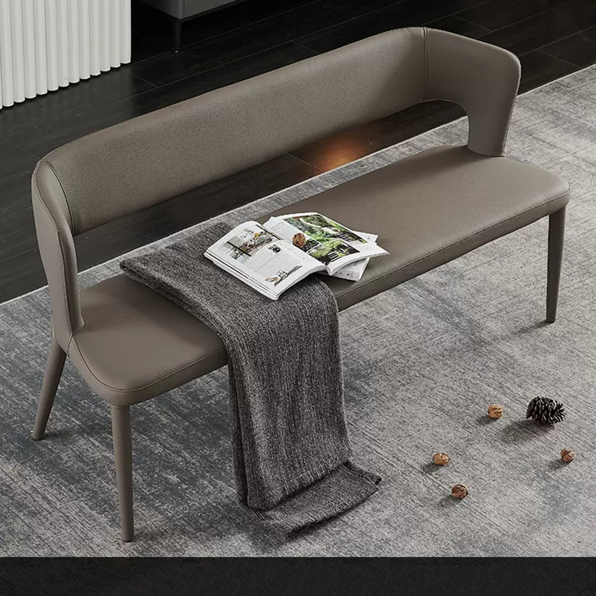 Corrigan Studio® Modern Dining Room Faux Leather Three Seat Bench ...