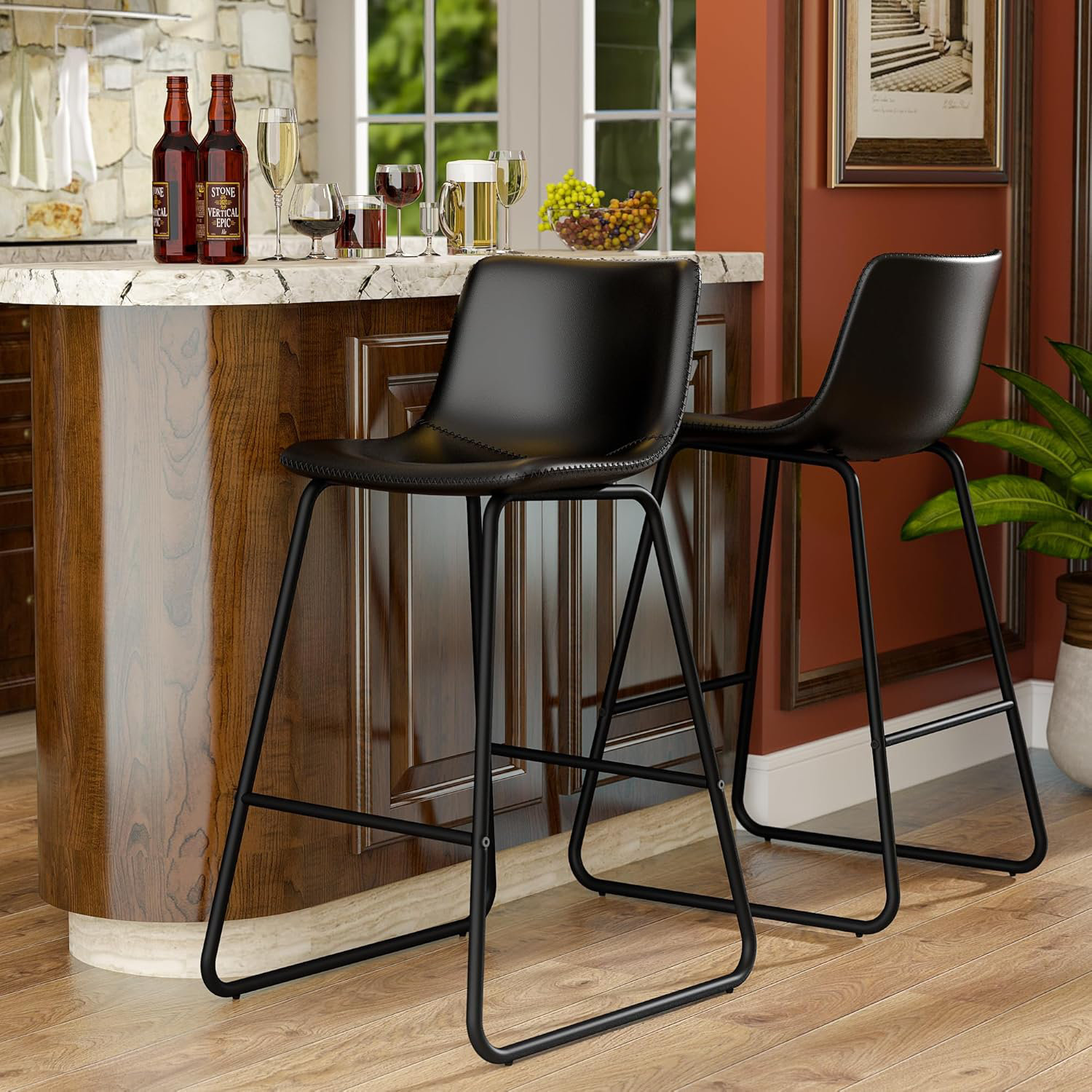 17 Stories Emira 26'' Upholstered Faux Leather Bar & Counter Stools ...