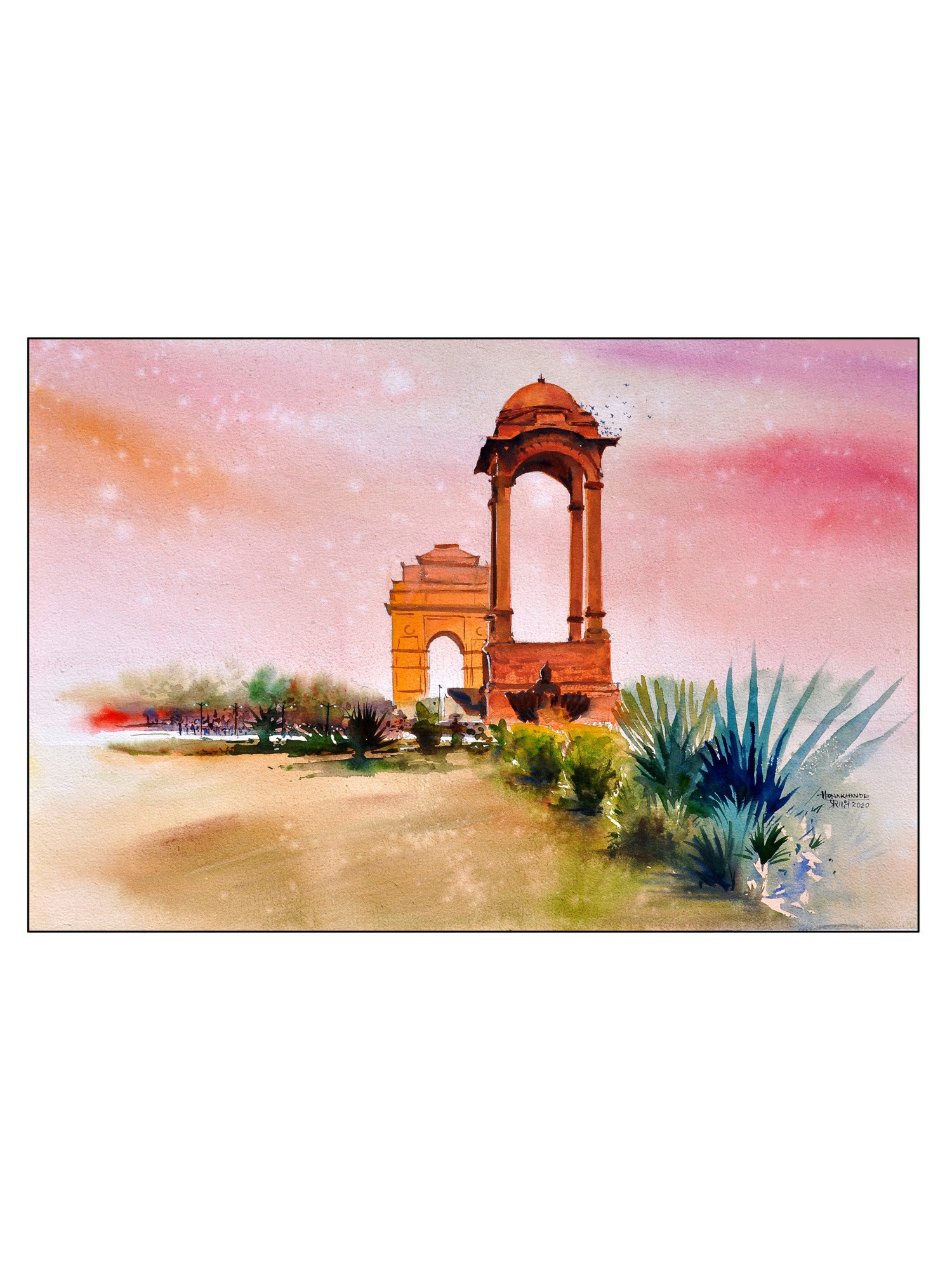 Exotic India India Gate | Watercolor | By Prashant Honakhande | Wayfair