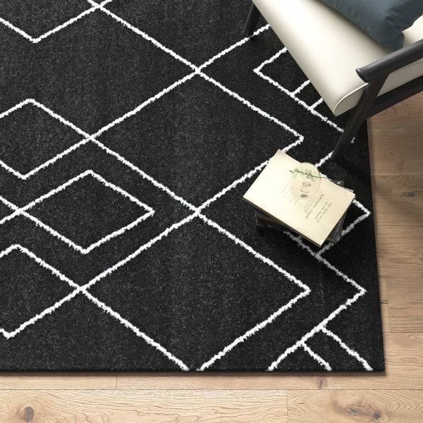 The Twillery Co.® Dedham Geometric Black Area Rug & Reviews | Wayfair