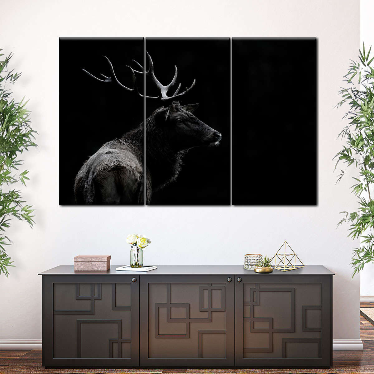 Millwood Pines Monochrome Bull Elk Wall Art Multi Piece Canvas Print ...