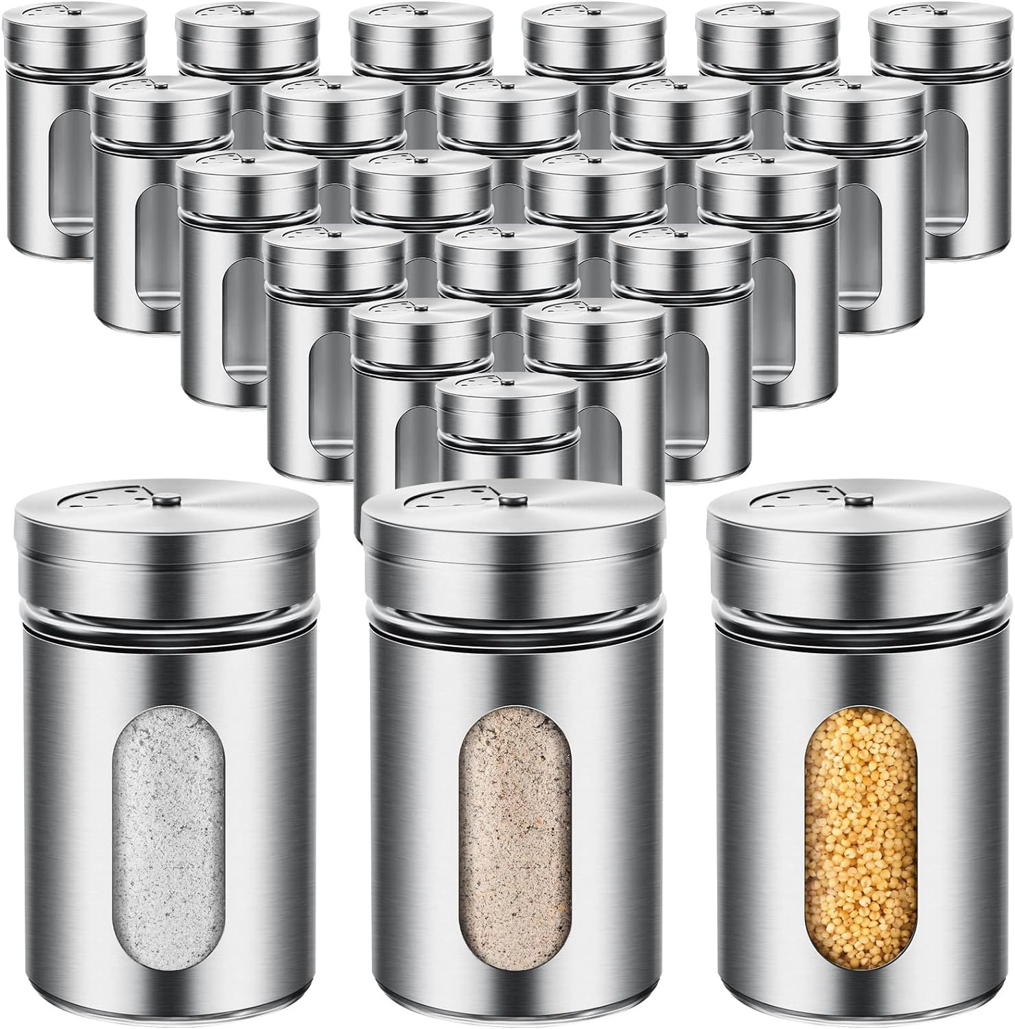 REFISM 24 Pcs Salt and Pepper Shakers Stainless Steel Spice Shakers ...