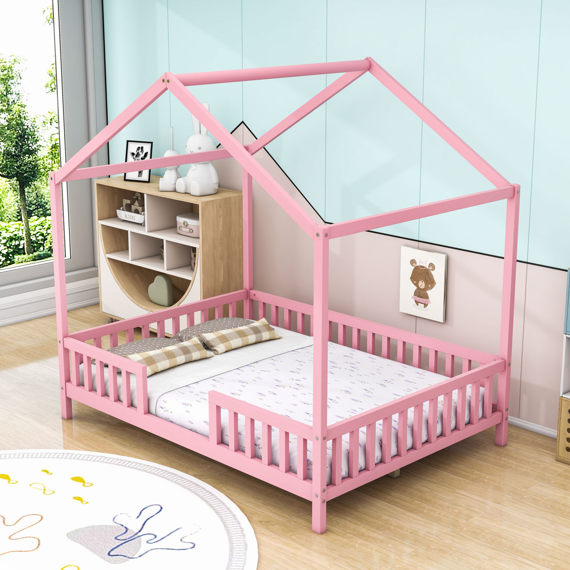 Harriet Bee Floor Bed With Canopy And Railings - Wayfair Canada
