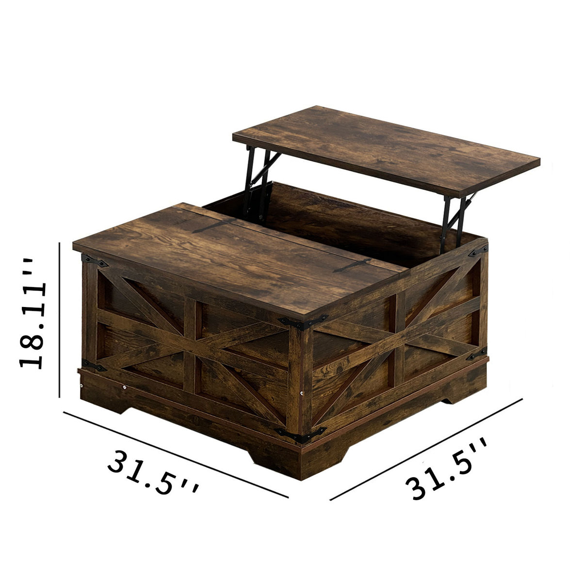 Gracie Oaks Dahlquist Farmhouse Square Storage Coffee Table with Hinged ...