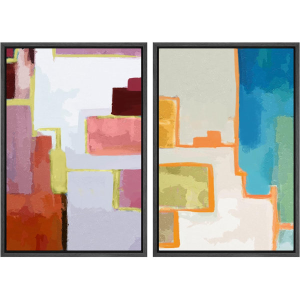 wall26 " Mid-Century Spiral Wave Collage " 2 - Pieces on | Wayfair