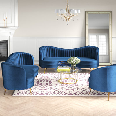 Everly Quinn Arisela 3 - Piece Velvet Living Room Set - Wayfair Canada