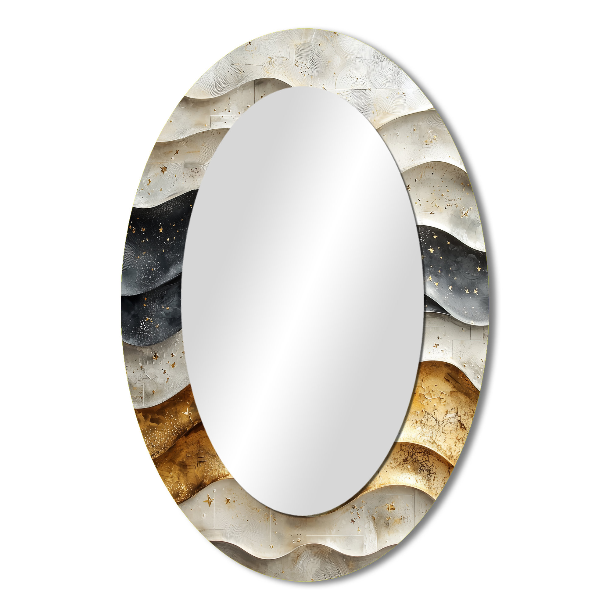 Dakota Fields Grey Inca Legacy Sunrise Tiles I - Gray Oval Wall Mirror ...