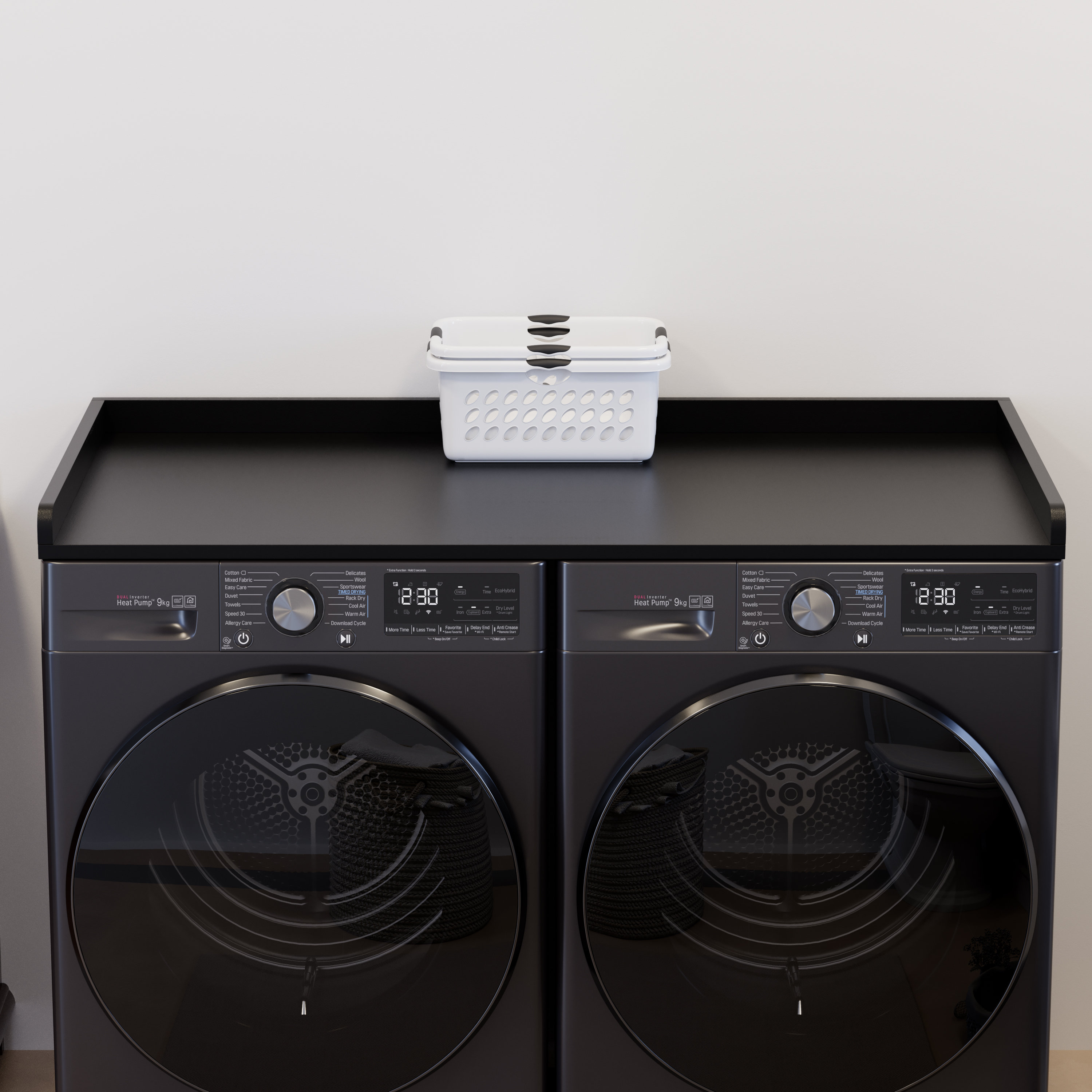 SpaceAid 54" Wide Washer Dryer Countertop with 2-Tier Shelf, Wood ...
