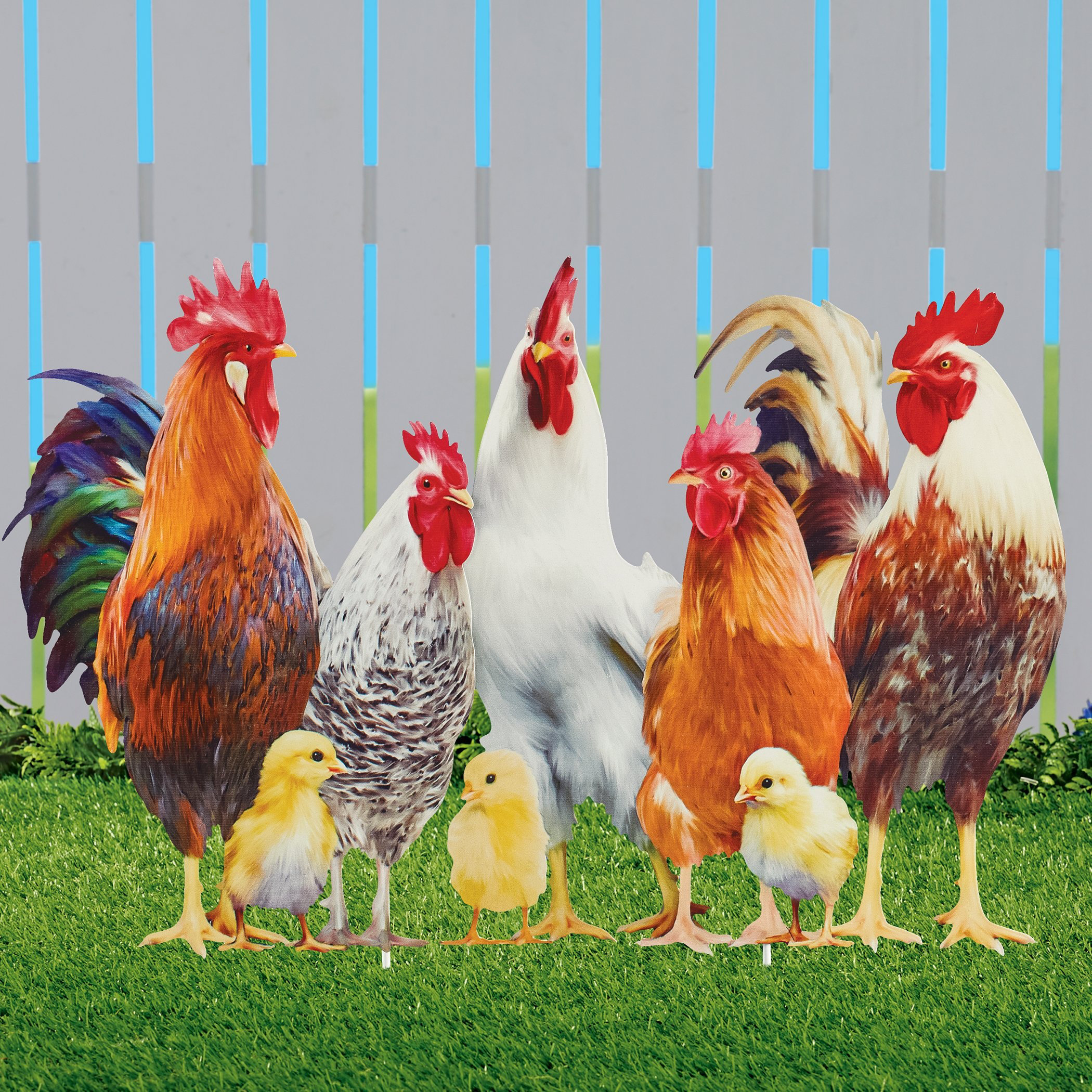 Arlmont & Co. Realistic Roosters and Hens Outdoor Garden Stake | Wayfair