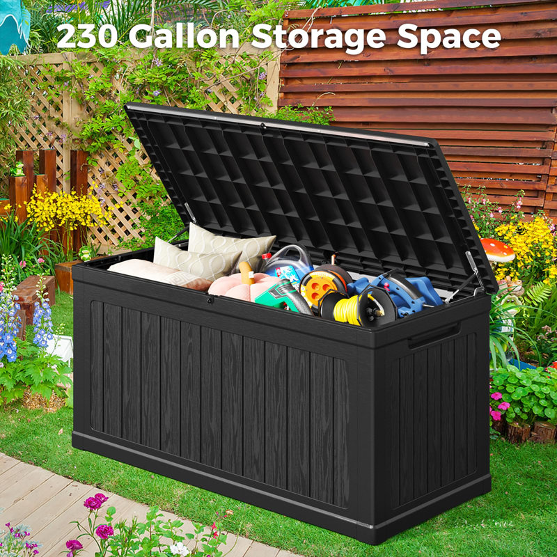 Ebern Designs 1020L Lockable Waterproof Resin Outdoor Storage Box ...