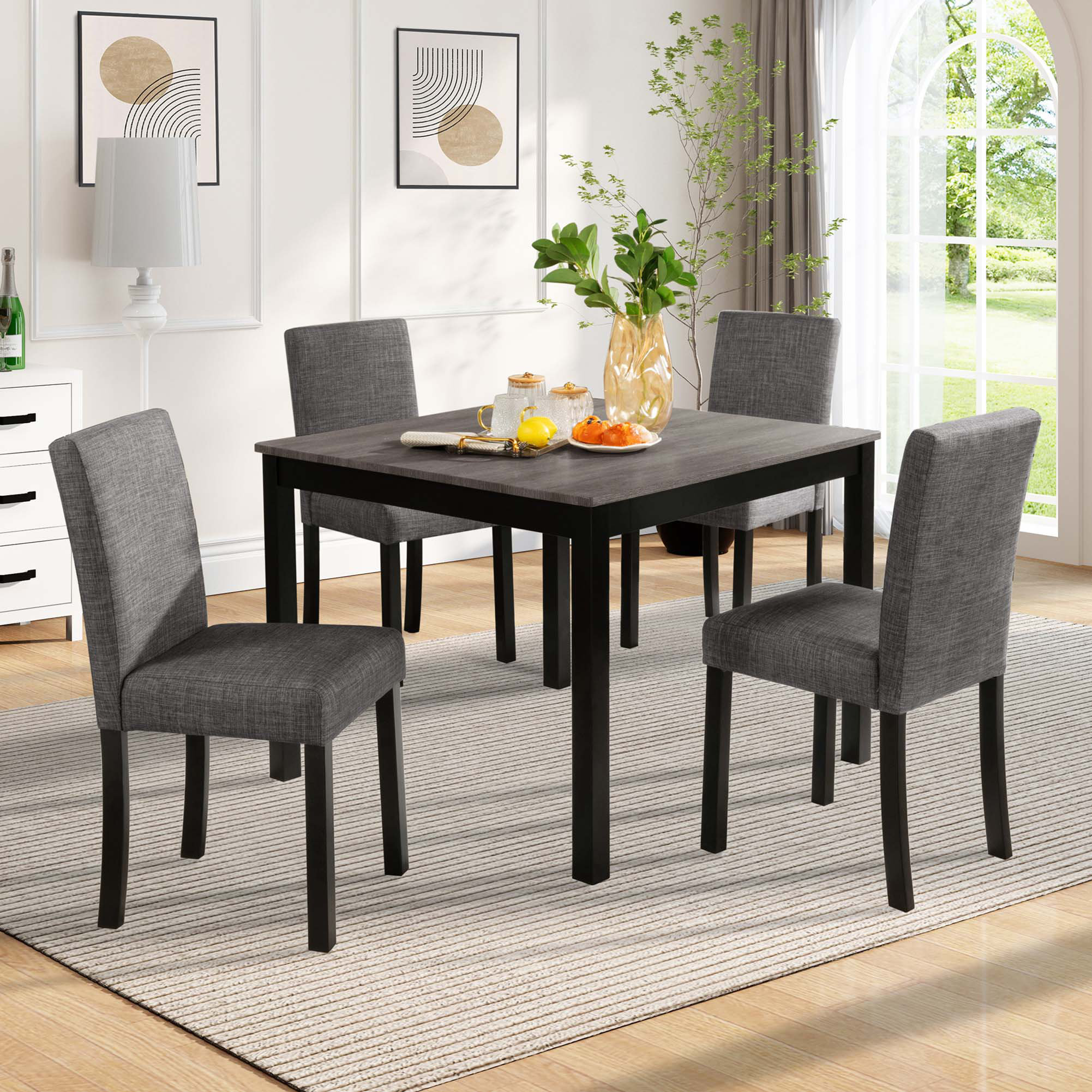 George Oliver 5-Piece Dining Table Set With 4 Chairs, Dining Table Set ...