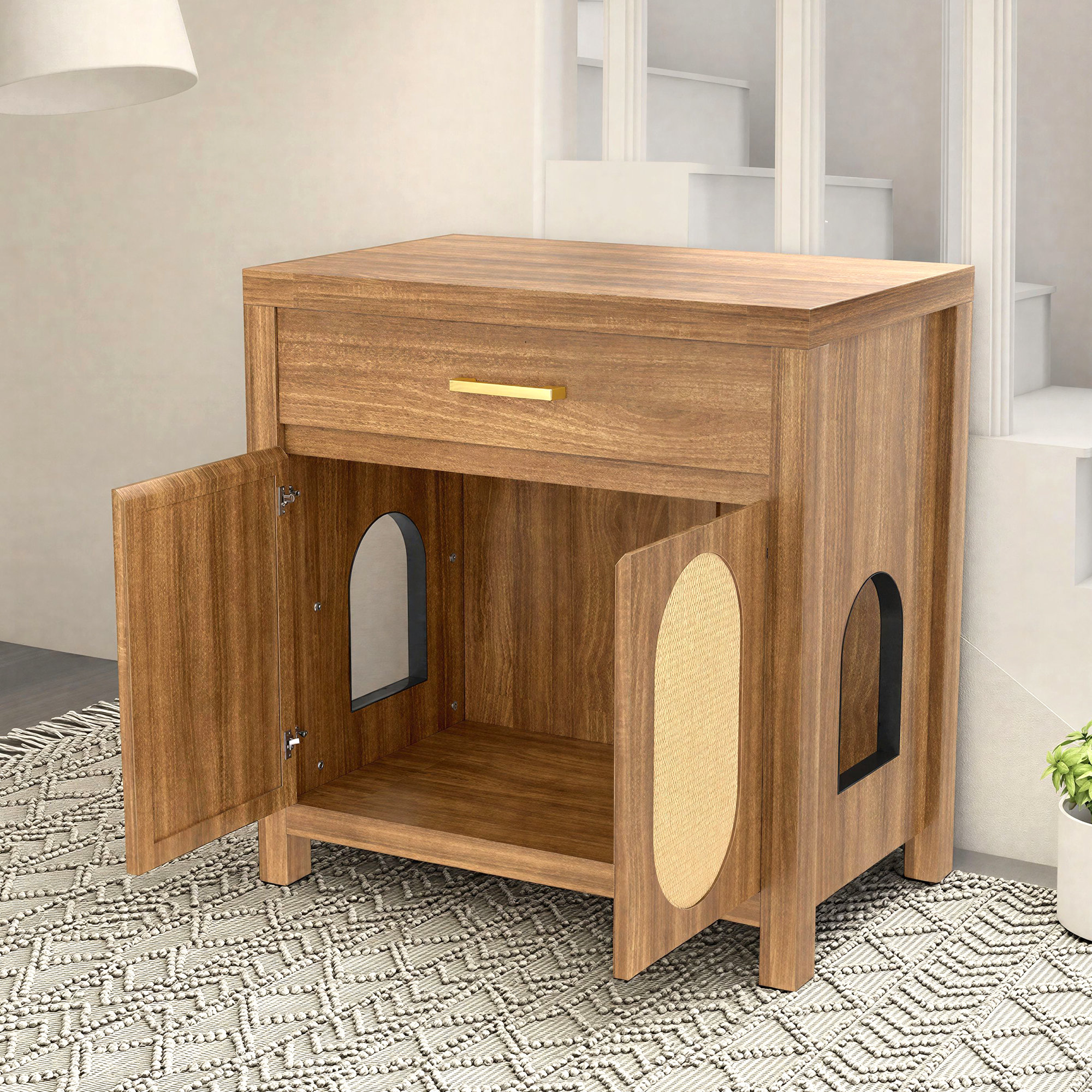 Tucker Murphy Pet™ Cat Litter Box Enclosure Wood Cat Crate Furniture ...