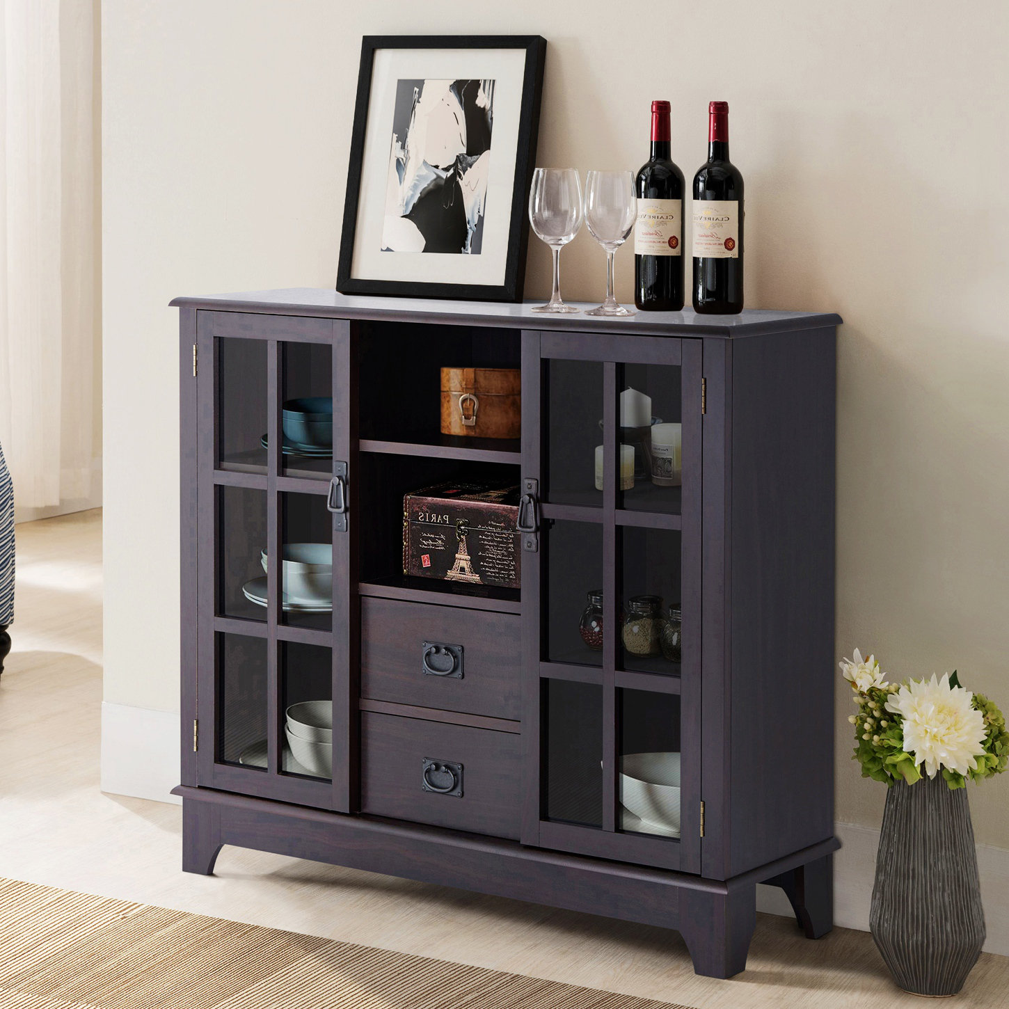 Winston Porter 2-Door Server With 2 Drawers, Modern Sideboard | Wayfair