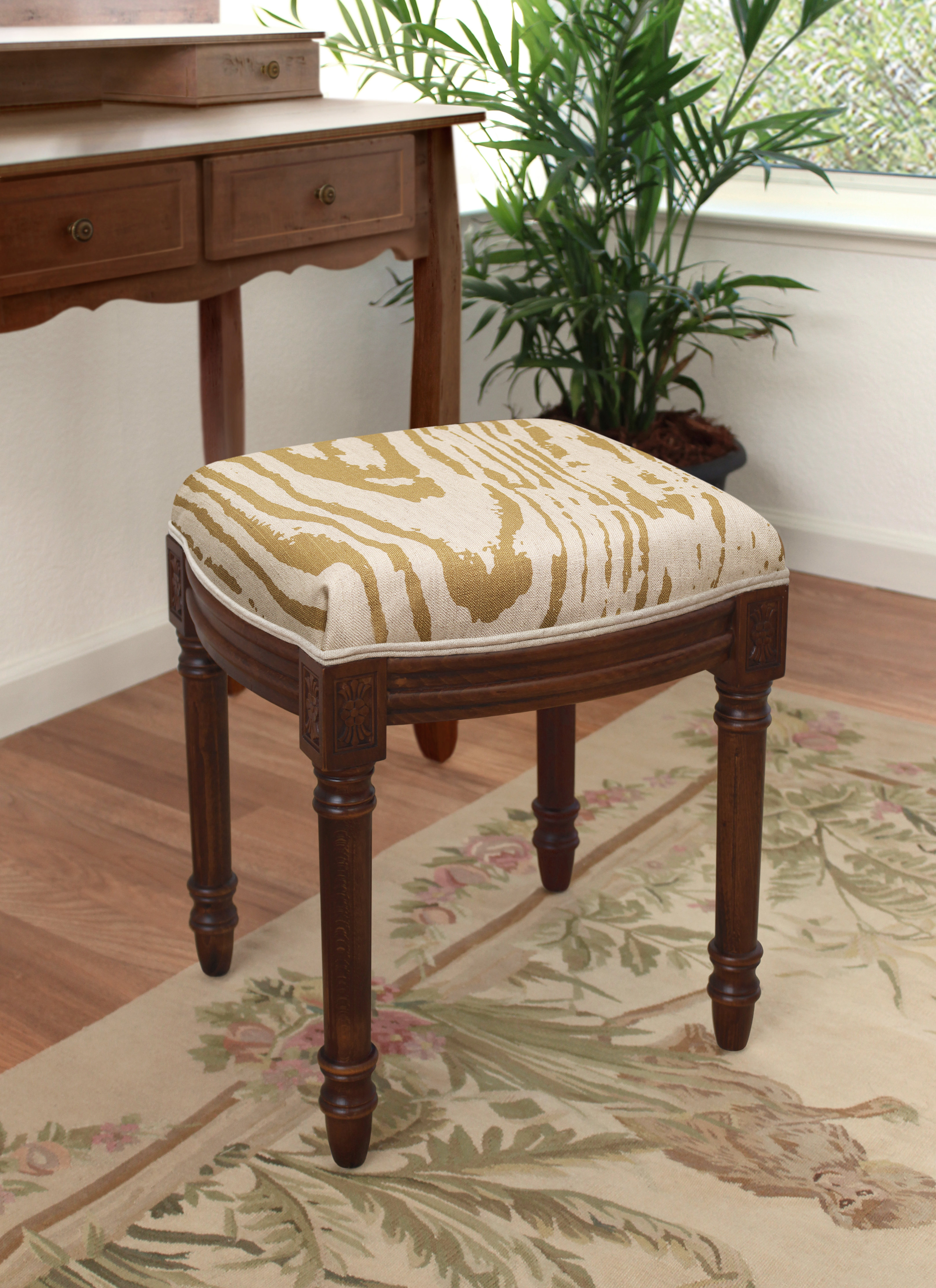 Millwood Pines Finlayson Solid Wood Vanity Stool | Wayfair