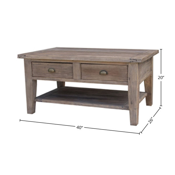 Rosalind Wheeler Ballindam Solid Wood 4 Legs Coffee Table with Storage ...