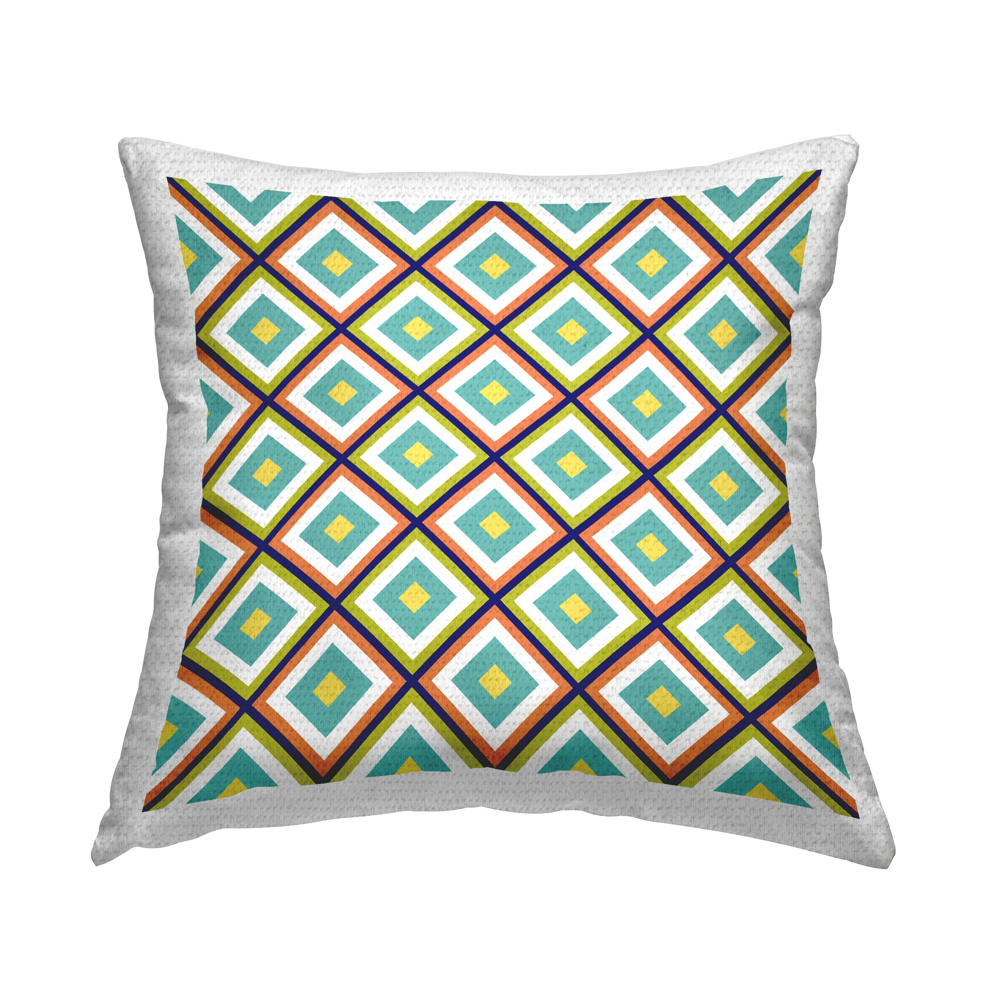 Stupell Industries Fun Blue Geometric Pattern Outdoor Printed Pillow by ...