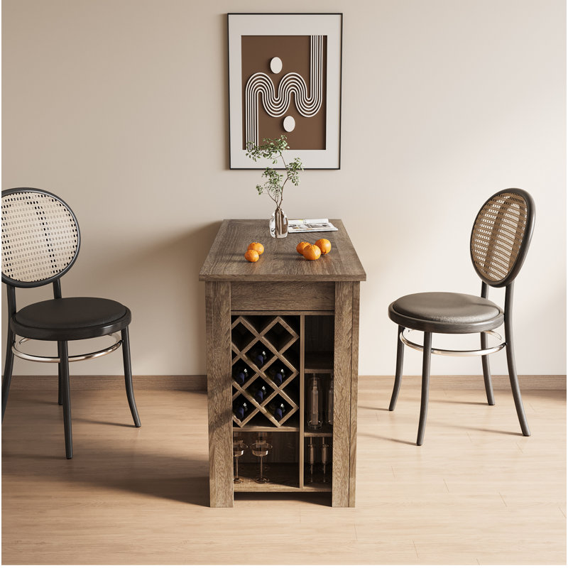 Latitude Run® Kitchen Bar Table With Storage Shelves | Wayfair