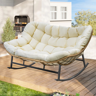 Bay Isle Home™ Oversized Outdoor Rocking Papasan Chair with Cushion ...