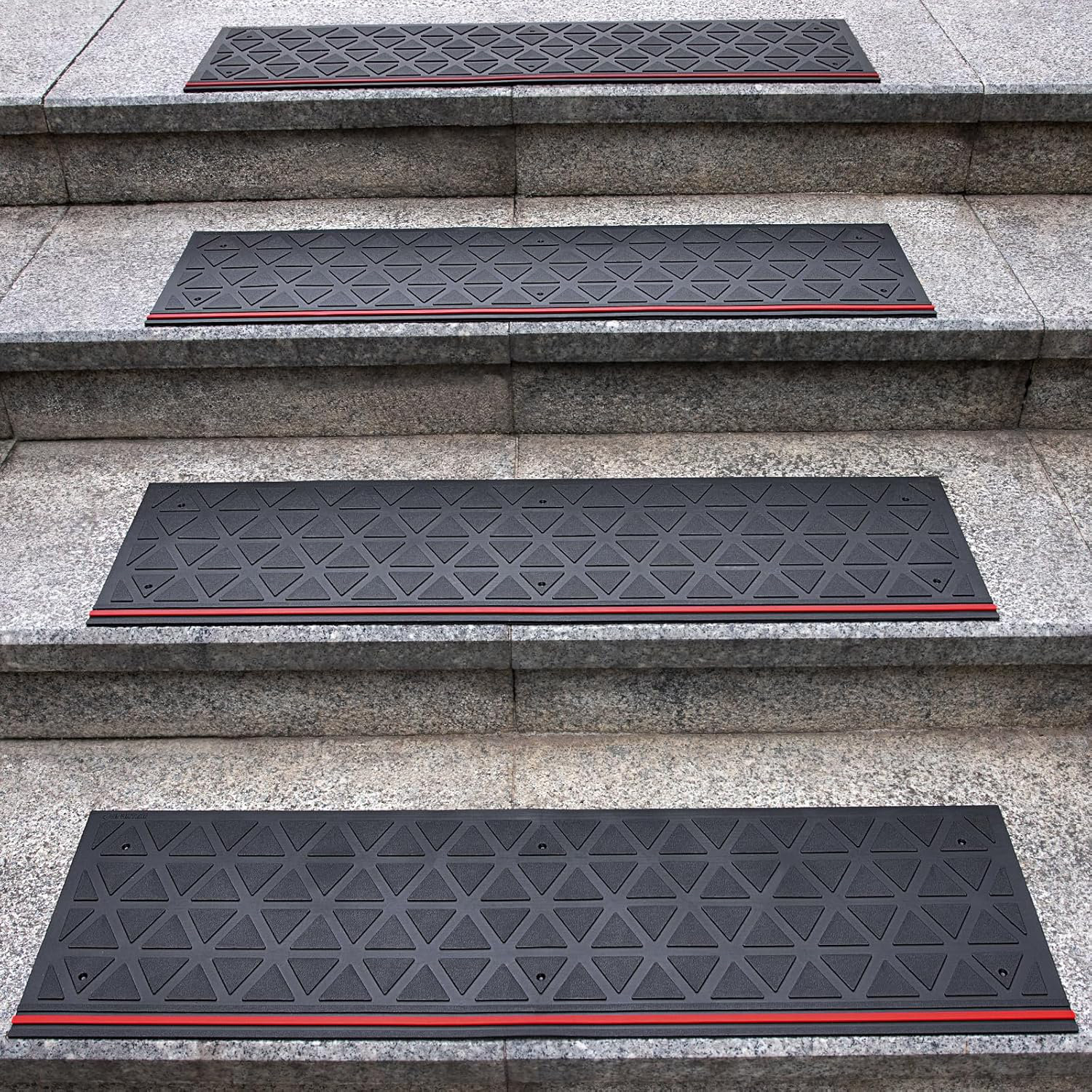 Latitude Run® Rubber Stair Treads 35" X 10", 5 PCS Non-Slip Outdoor ...