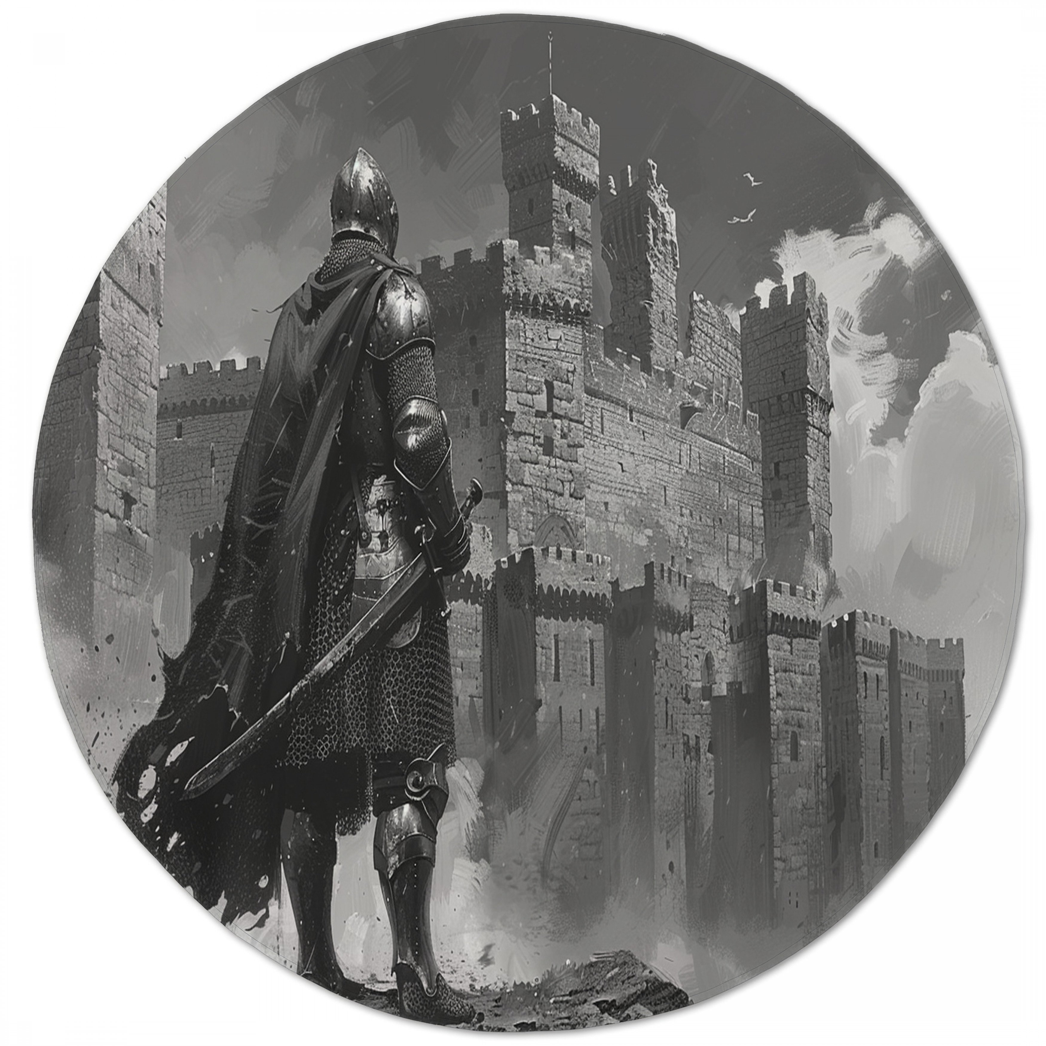 Red Barrel Studio Medieval Knight Round Rug History Circular rug is ...