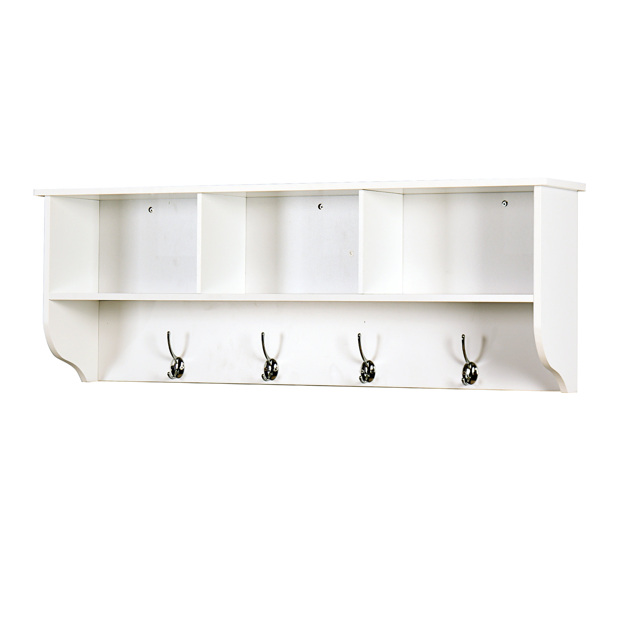 Ebern Designs White Entryway Wall Mounted Coat Rack With 4 Dual Hooks ...