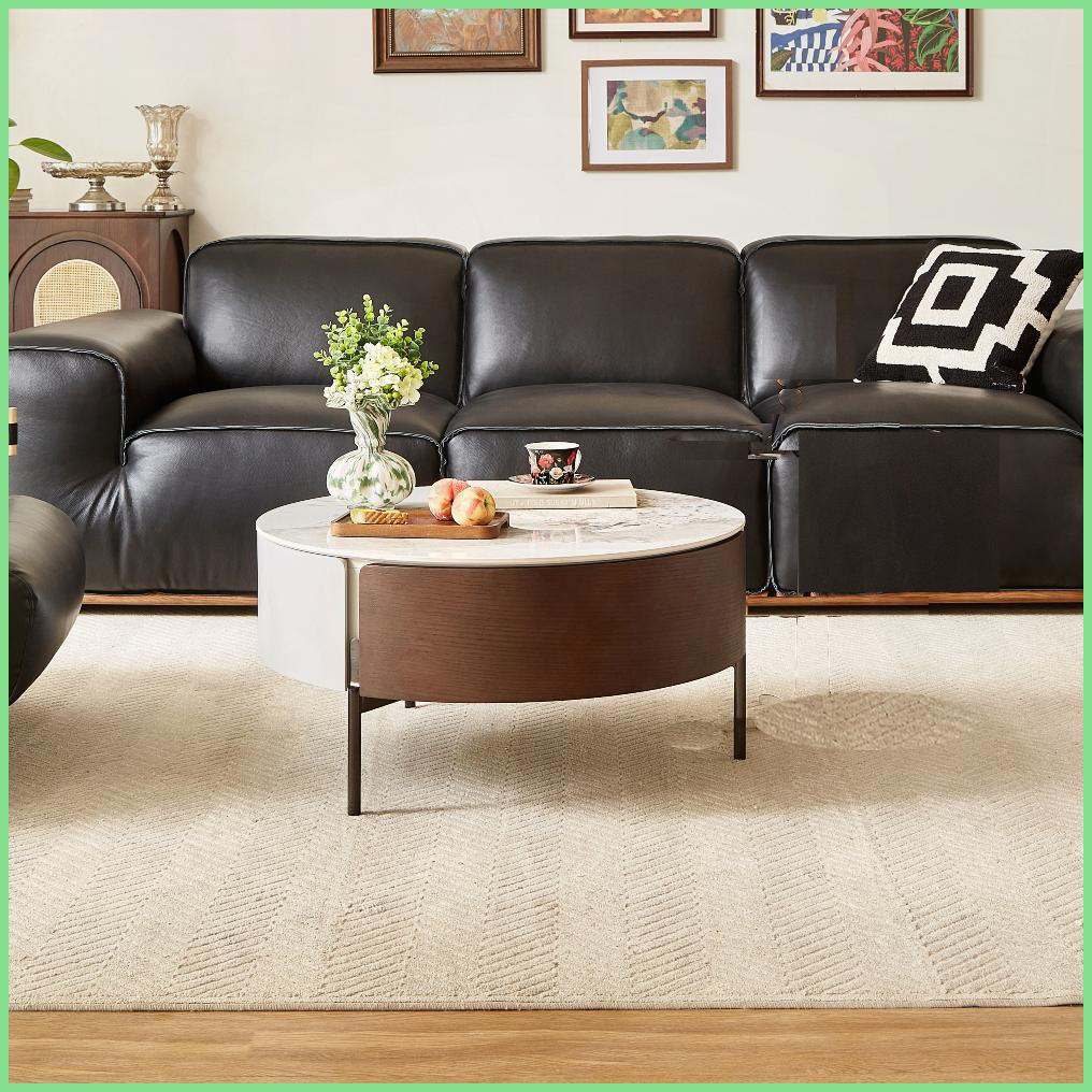 Latitude Run® Modern Round Coffee Table with Sintered Stone Top ...