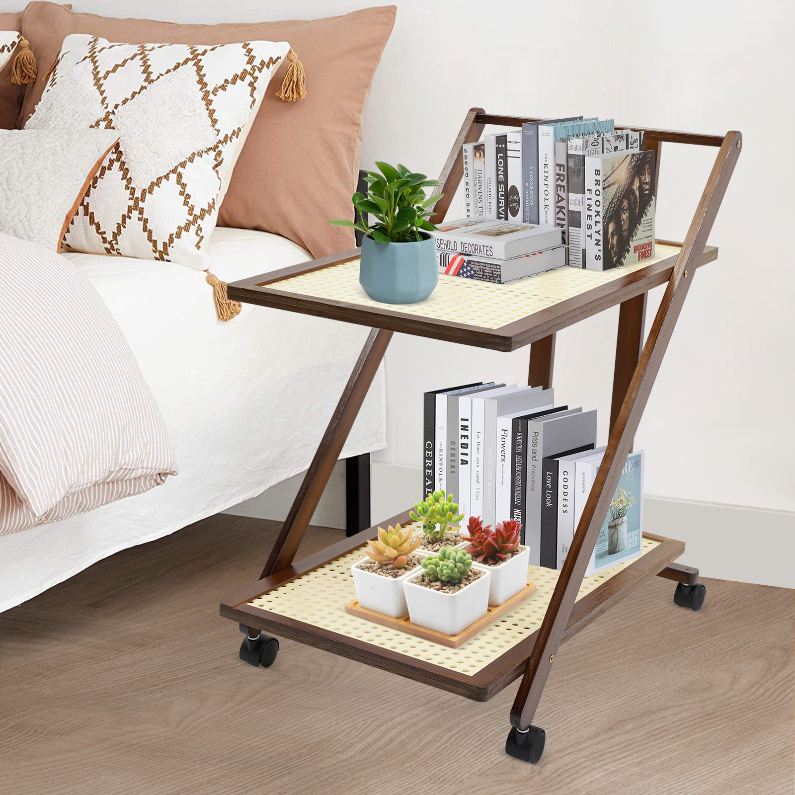 Bay Isle Home™ 2 Tier Foldable Storage Rack Removable Floor Storage ...