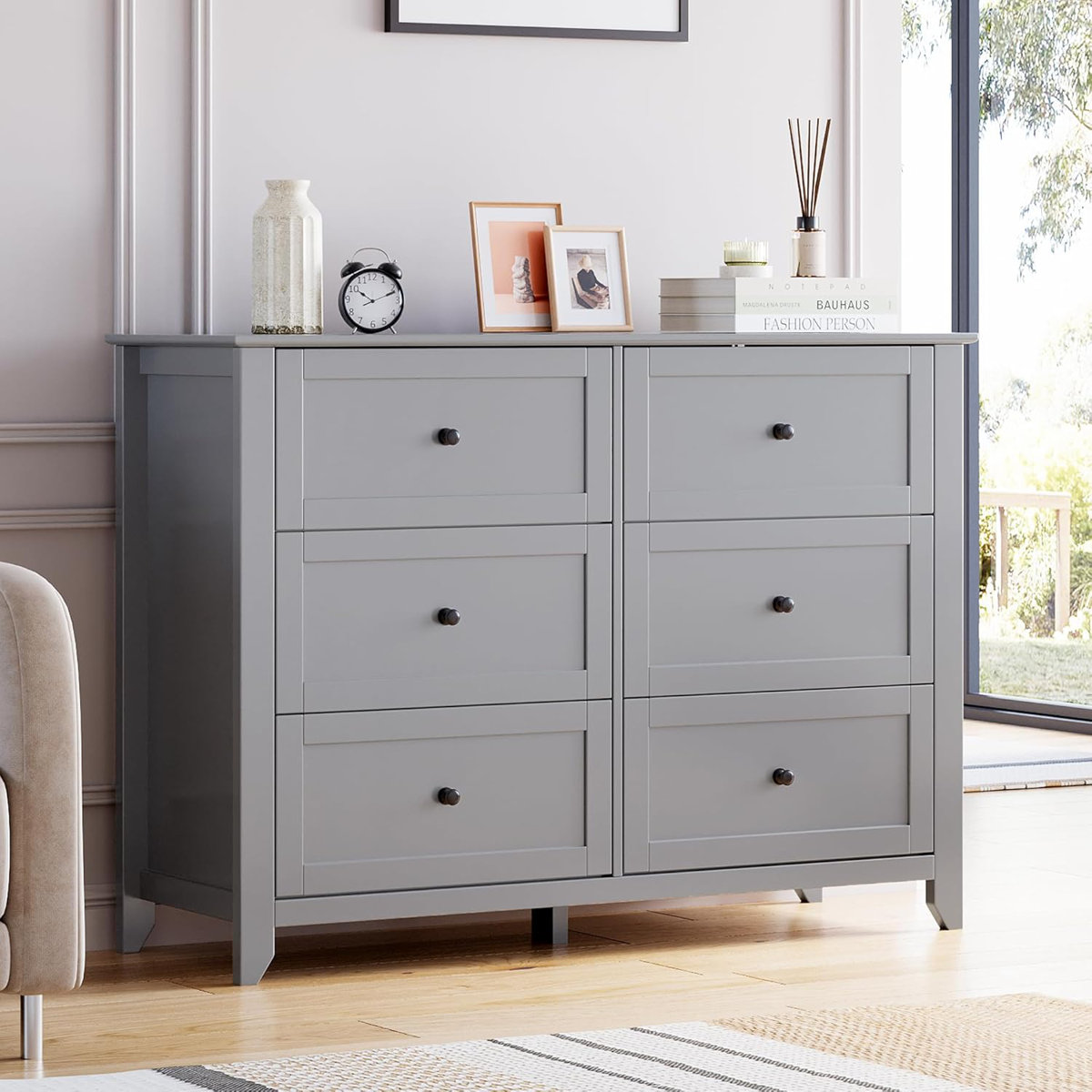Winston Porter Grey 6 Chest Of Drawer Dresser, Modern Dresser With Deep ...