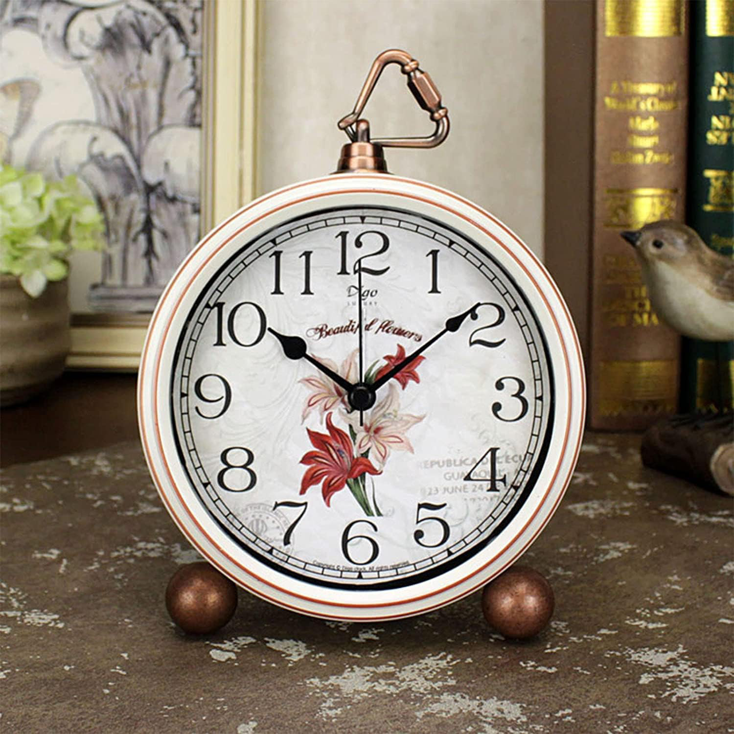 Ophelia & Co. Retro Silent Desk Alarm Clock Non-Ticking Whisper Battery ...