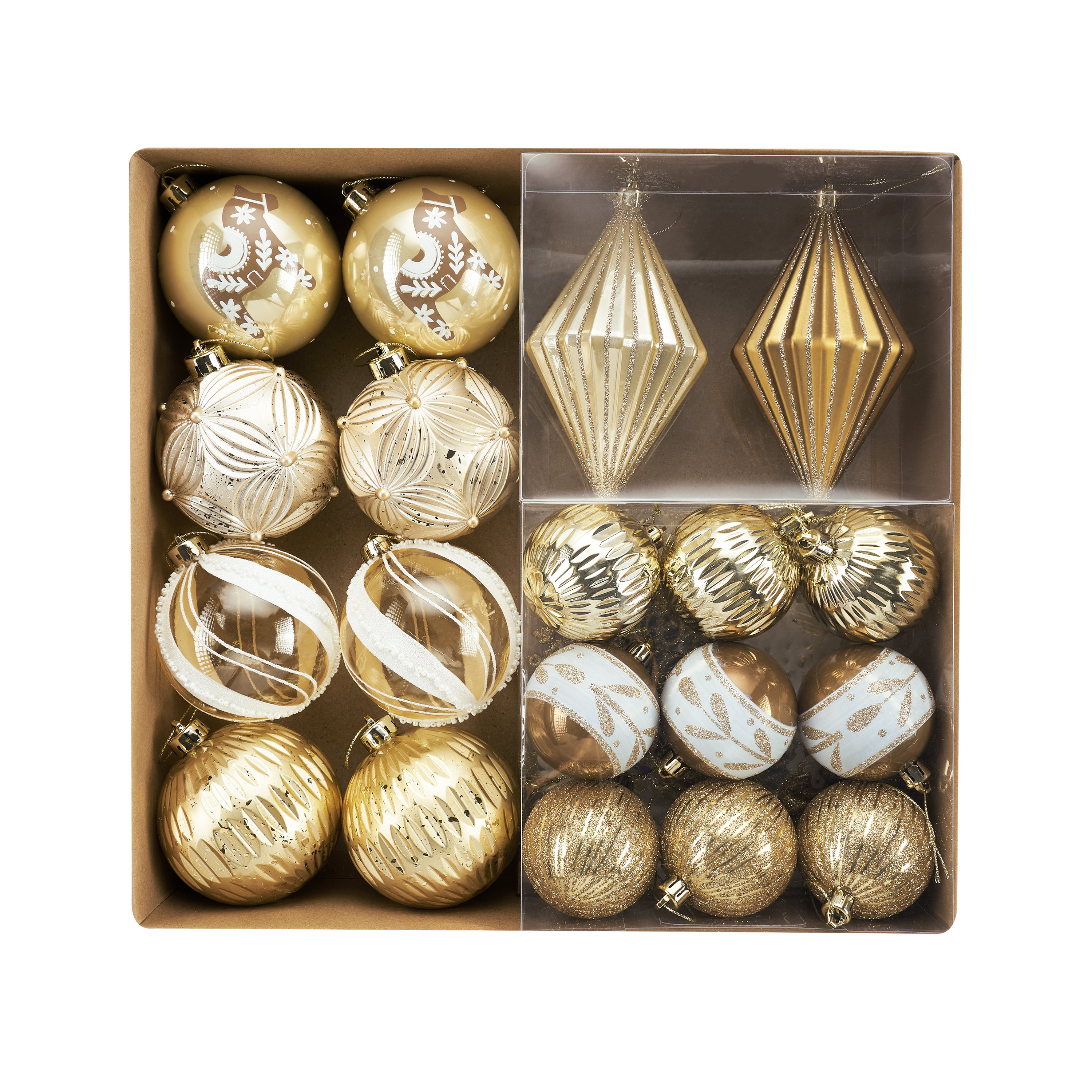 The Holiday Aisle® 60Ct Assorted Shatterproof Gold And White Christmas ...
