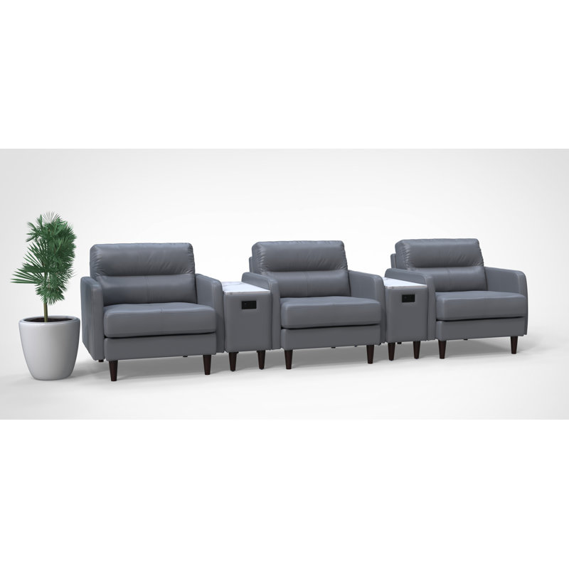 Reunion 3 Person Waiting Room Reception Chairs with Charging Tables Set ...